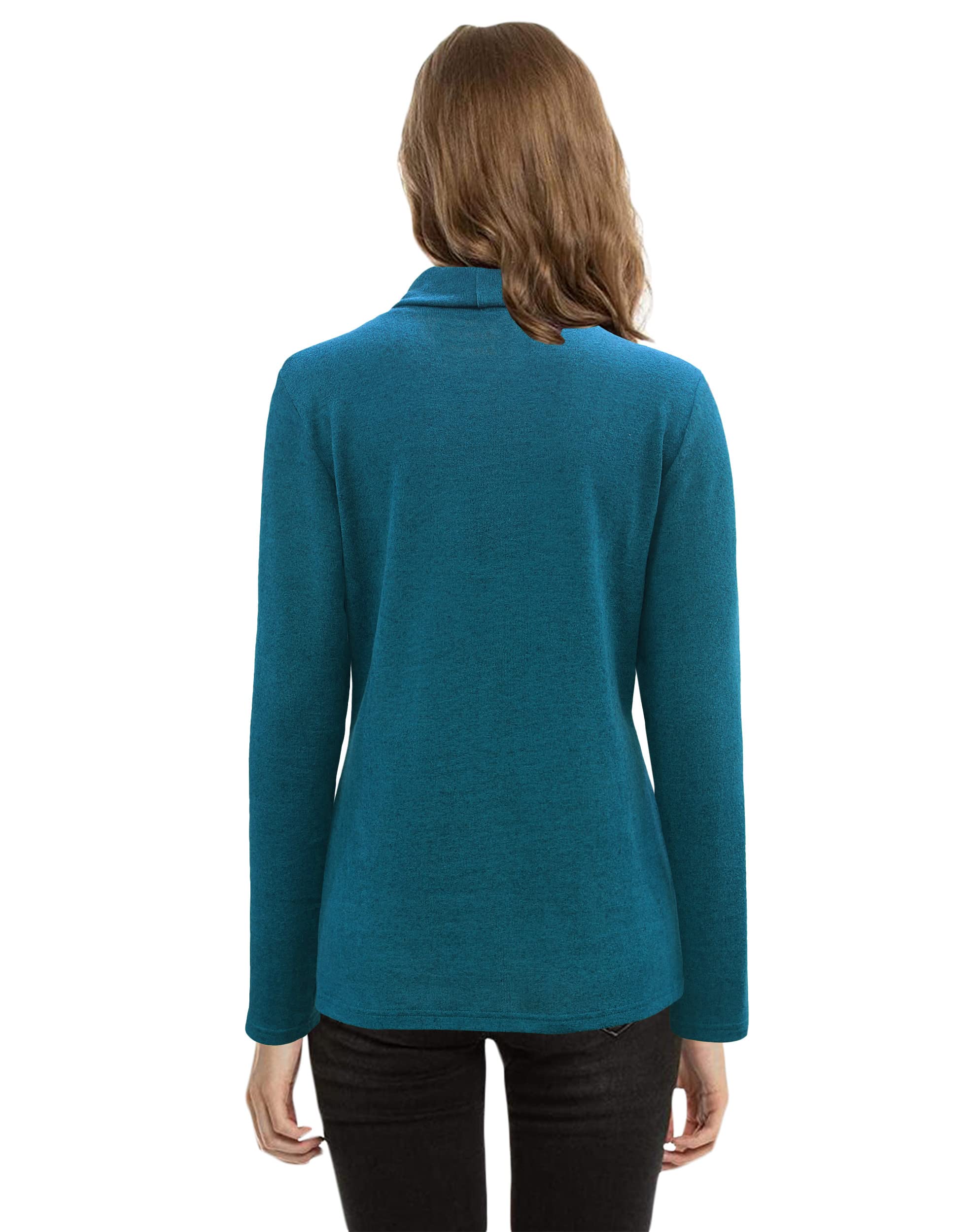 BENANCY Women's Long Sleeve Turtleneck Stretch Fitted Layer Tee Tops Blue L