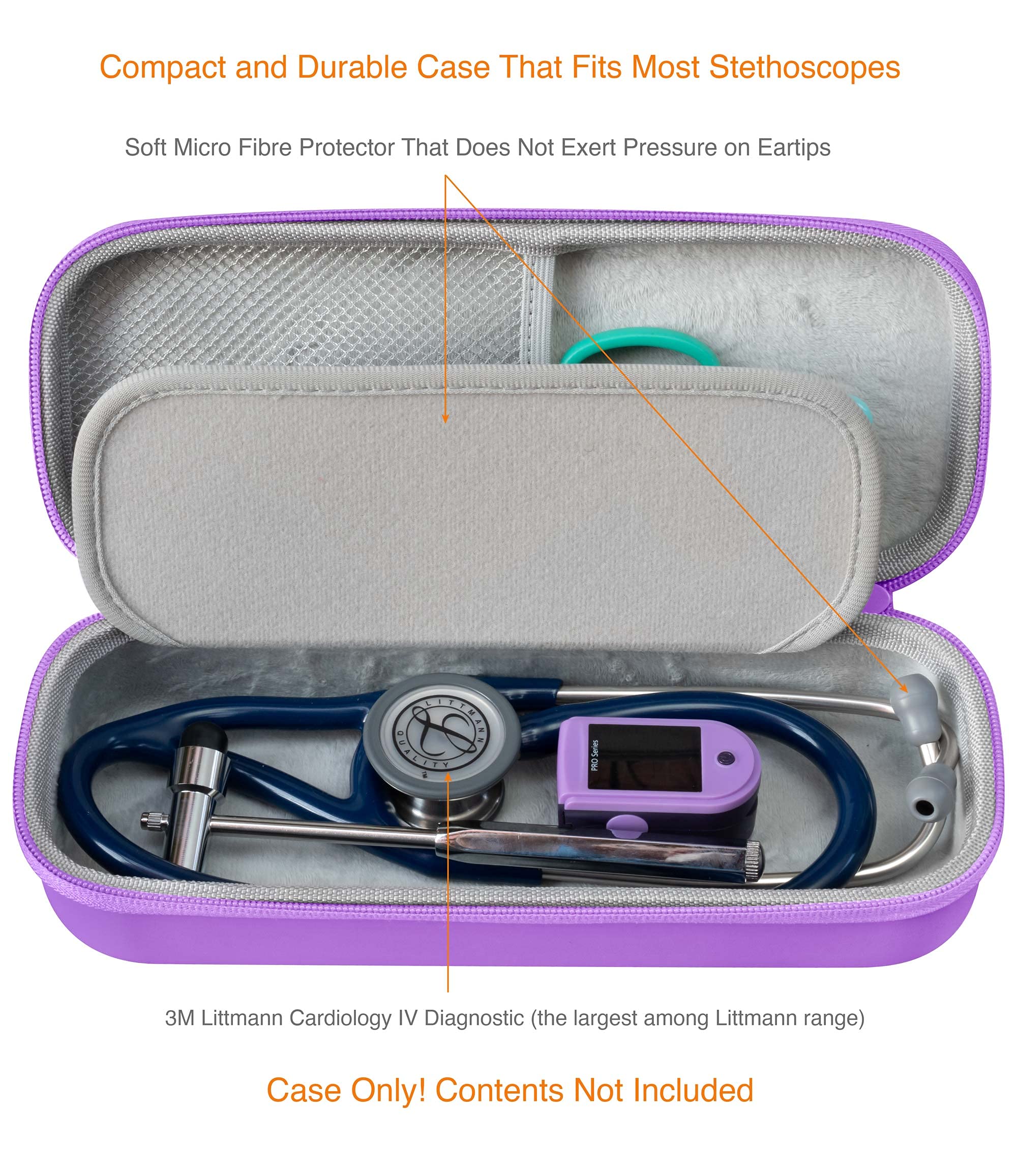 ButterFox Premium Stethoscope Case with Divider and ID Slot for 3M Littmann Classic III, Cardiology IV Diagnostic and More Stethoscopes with Pocket for Nurse Accessories (Lilac)