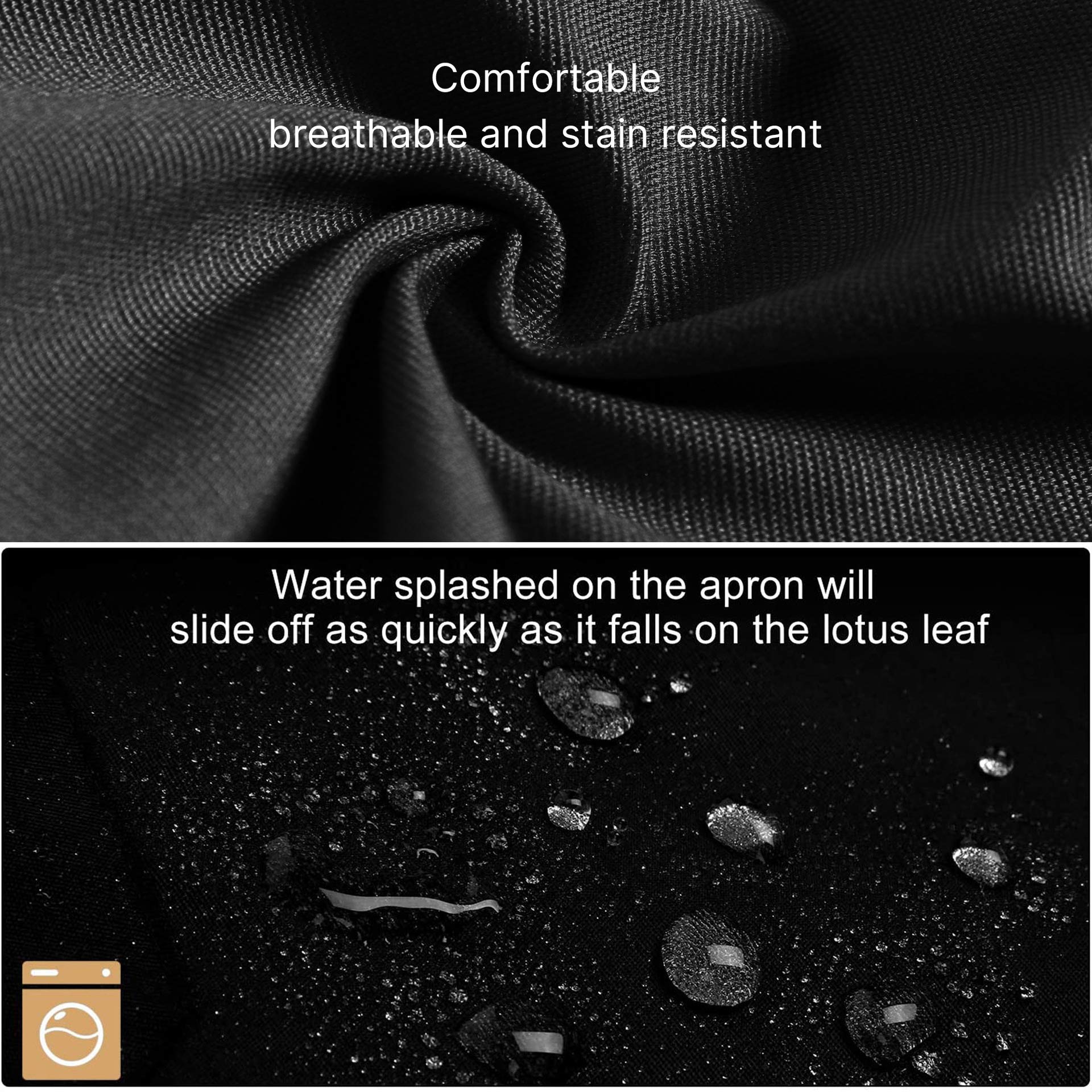 Aprons for Women Men BBQ Chef Cooking Artist Water Drop Resistant Canvas Adjustable Kitchen Apron with Pockets for Unisex Grill Baking Painting Art Stylist Dishwashing Comfortable Aprons (black)