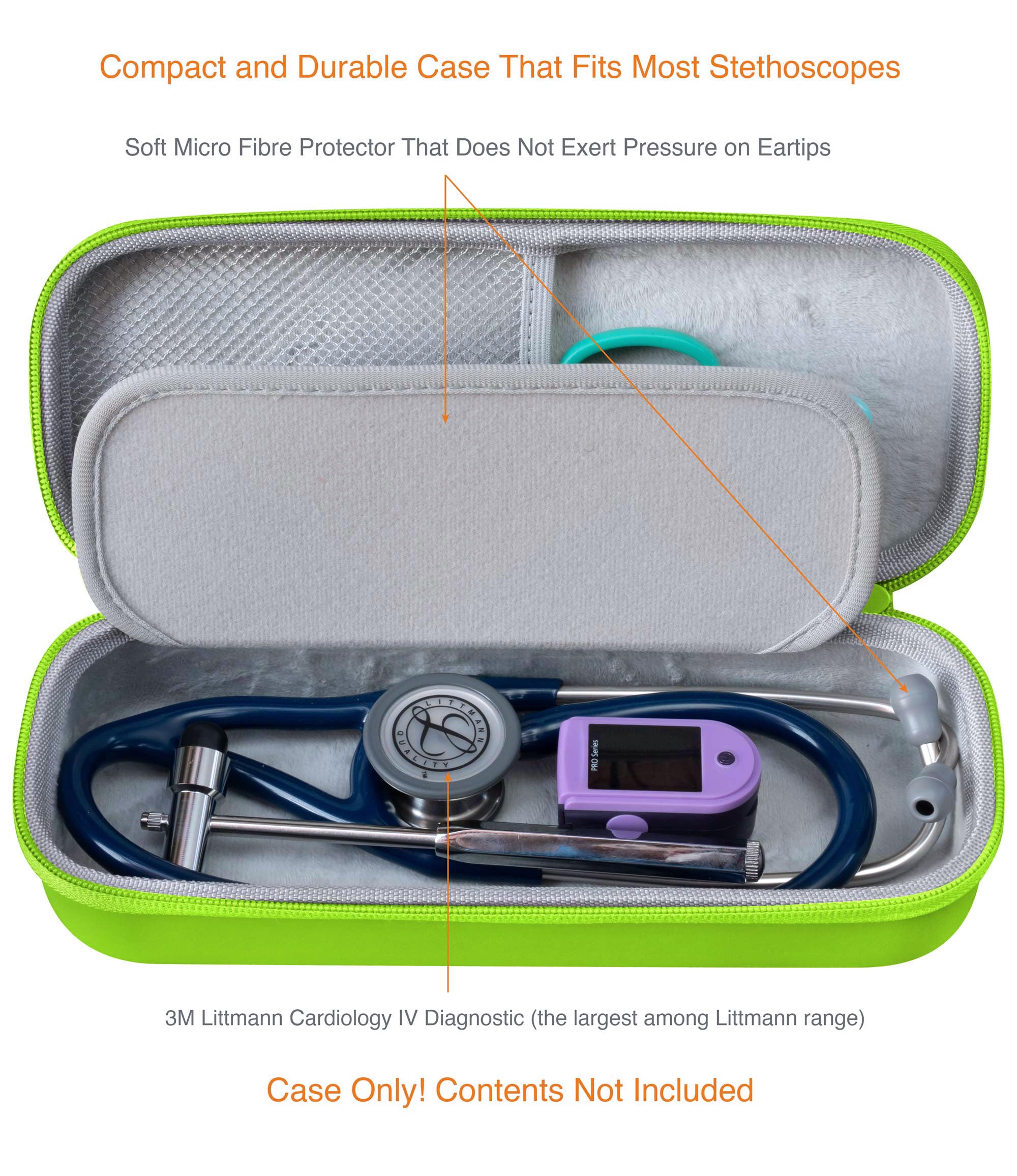 ButterFox Premium Stethoscope Case with Divider and ID Slot for 3M Littmann Classic III, Cardiology IV Diagnostic and More Stethoscopes with Pocket for Nurse Accessories (Lime_Green_Puppy)