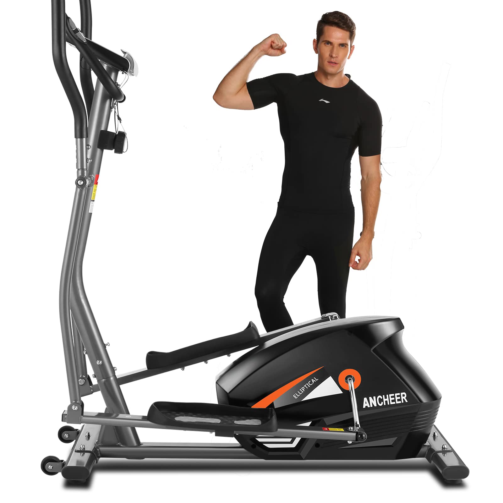 ANCHEER Elliptical Machine, Quiet & Smooth Driven Magnetic Elliptical Cross Trainer Machine with 10 Levels Resistance and 18lb Flywheel, Best Elliptical Exercise Machine for Home Gym Workout TP07