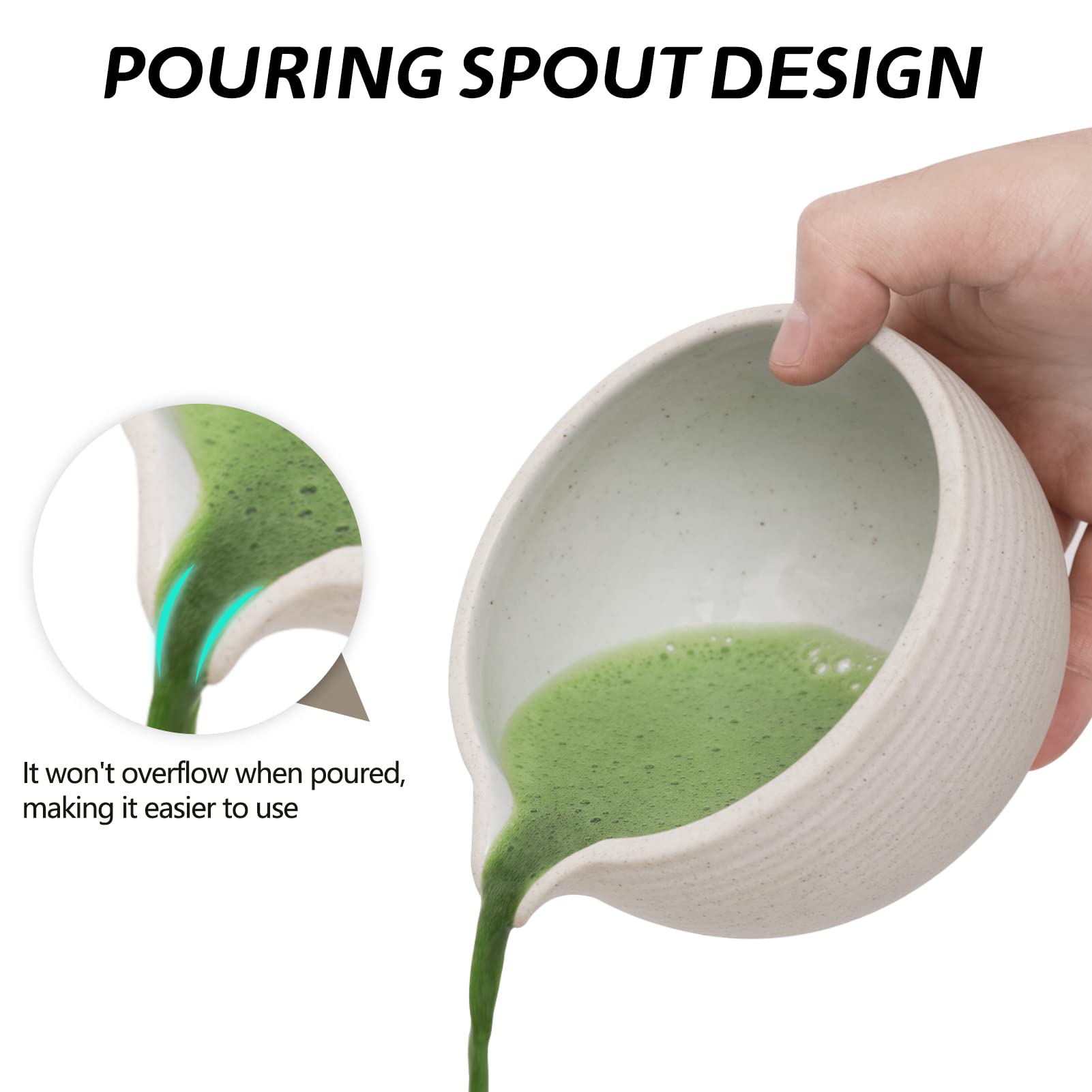 Artcome Japanese Matcha Tea Set, Matcha Bowl with Pouring Spout, Tea Tray, Bamboo Whisk, Ceramic Whisk Holder, Handmade Matcha Ceremony Kit For Japanese Tea Ceremony (10Pcs)