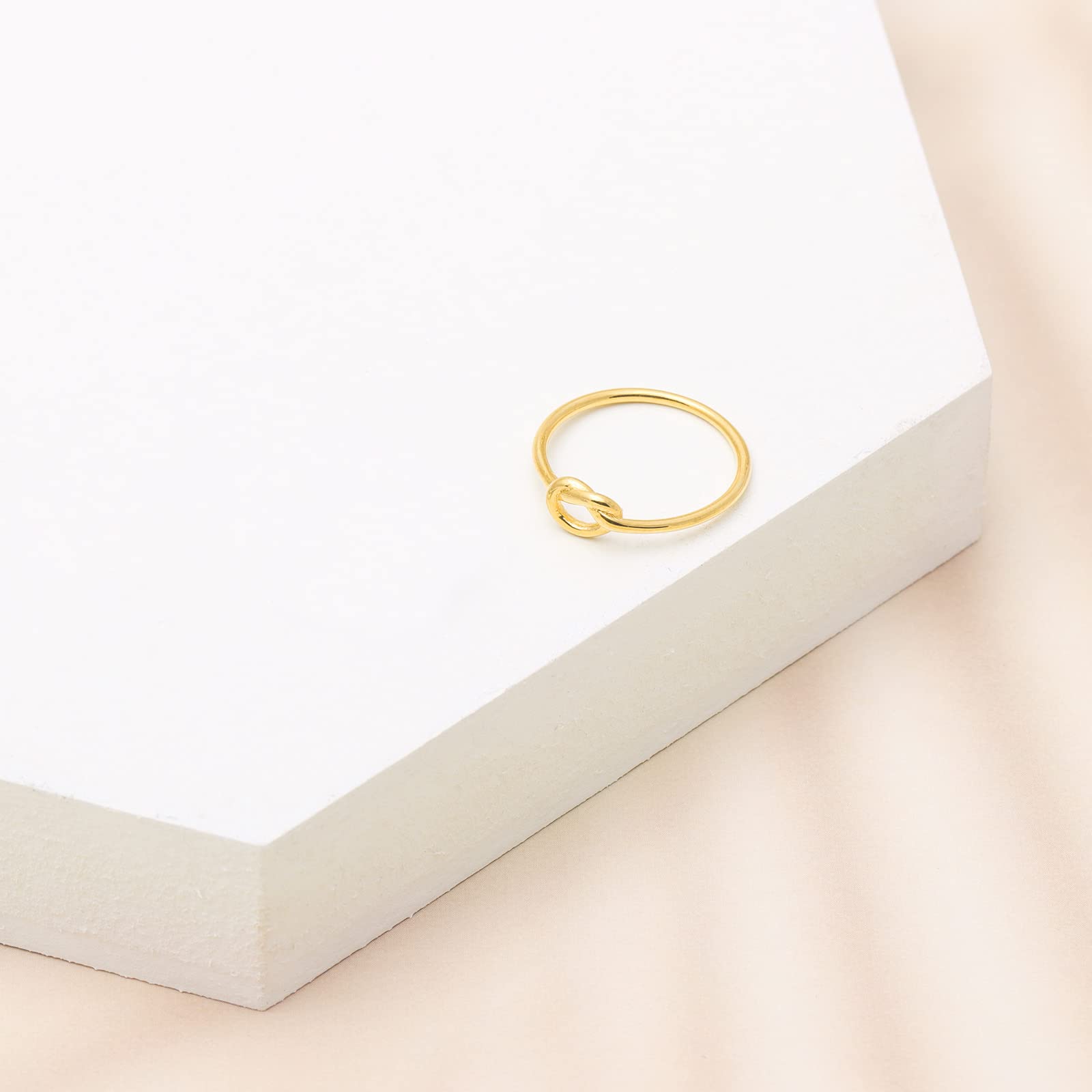 Aloha Jewelry Company 18K Gold Plated Sterling Silver Love Knot Ring Stackable Forever Promise Wedding Band (7)