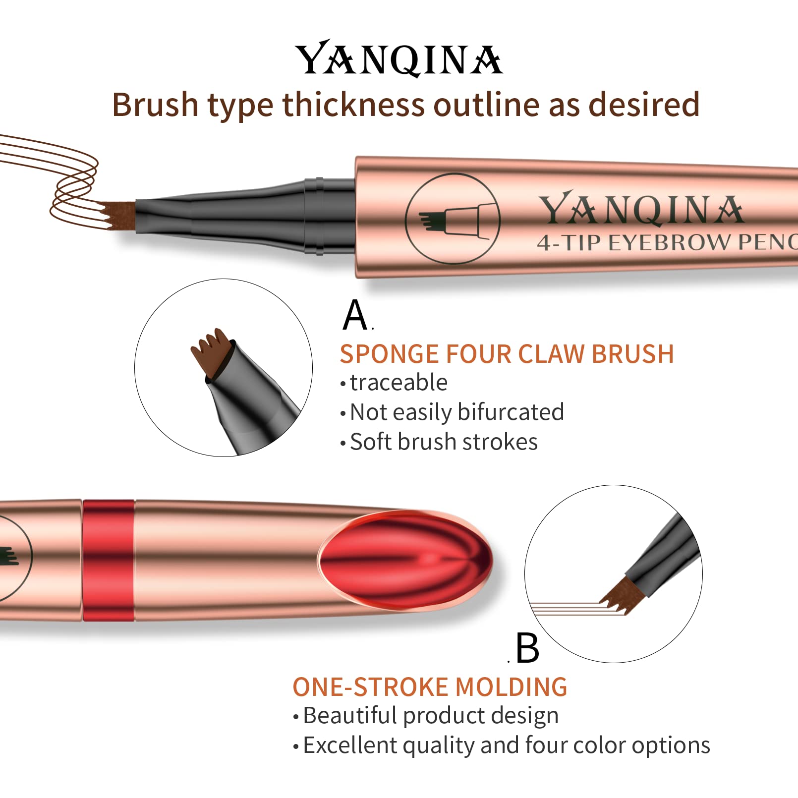 Anifer Liquid Microblading Smoke Gray Eyebrow Pencil. - Waterproof, Long-Lasting, Natural, 4-Point Fork-Tip Eyebrow Pen(Smoke Gray 3#)