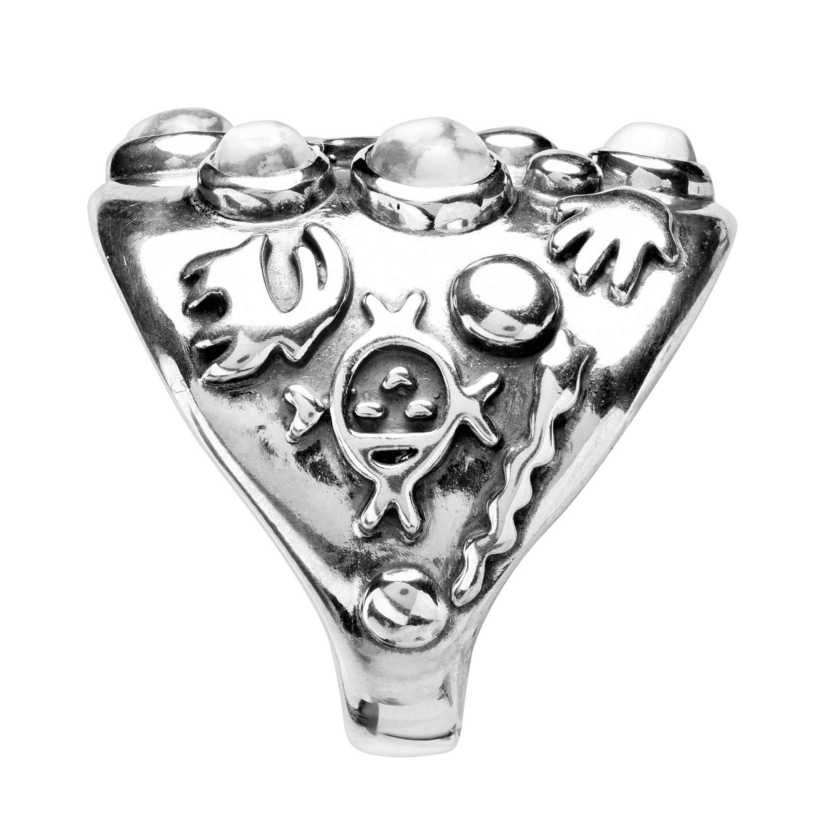 American West Sterling Silver White Howlite Gemstone Petroglyph Ring Size 8