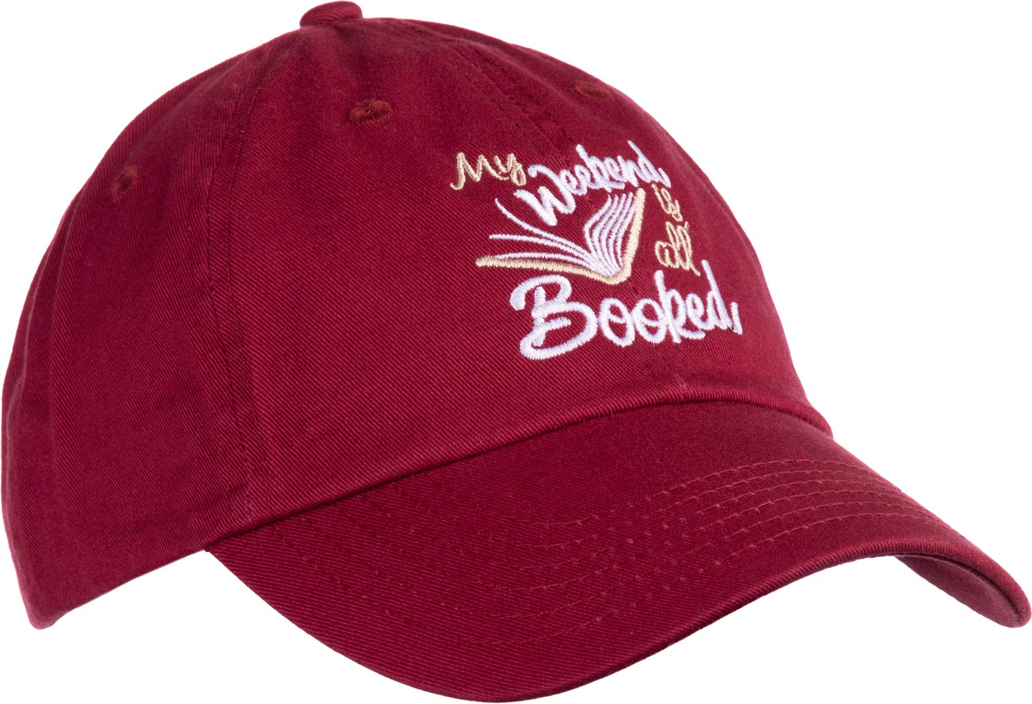 Ann Arbor T-shirt Co. My Weekend is All Booked | Funny Cute Book Club Reader Reading Women's Baseball Dad Hat-Cardinal