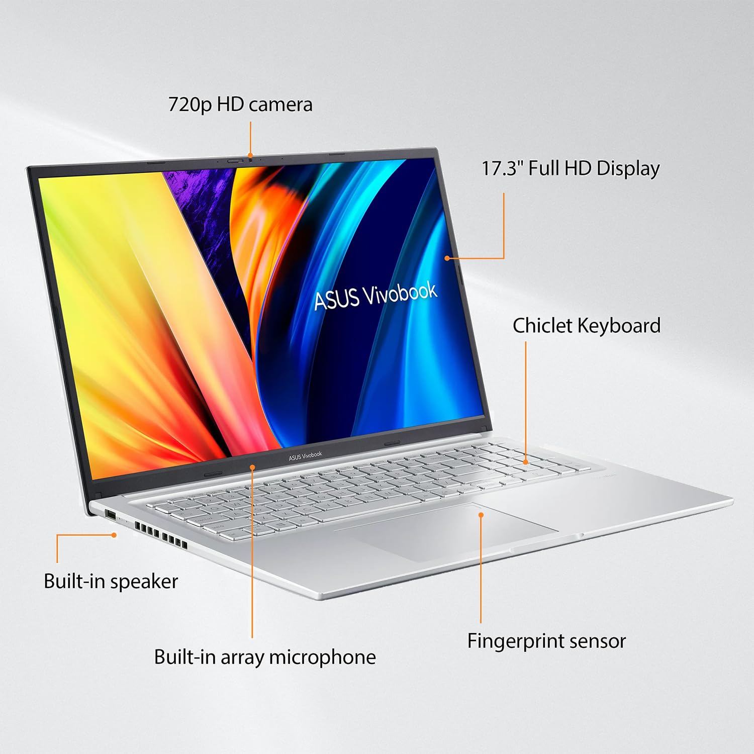 ASUS [Holiday Deals] Vivobook Laptop, Student and Business, 17.3" FHD Display, Intel Core i3-1220P Processor, 12GB RAM, 256GB PCIe SSD, Webcam, HDMI, FP Reader, Wi-Fi 6, Windows 11 Home, Silver