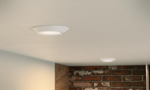 Kichler Horizon LED Downlight in White, 6.4" Flush Mount Interior Dimmable Light, 3000K, Wet Rated Integrated LED, (6.4" W x 1.3" H), 43873WHLED30, White