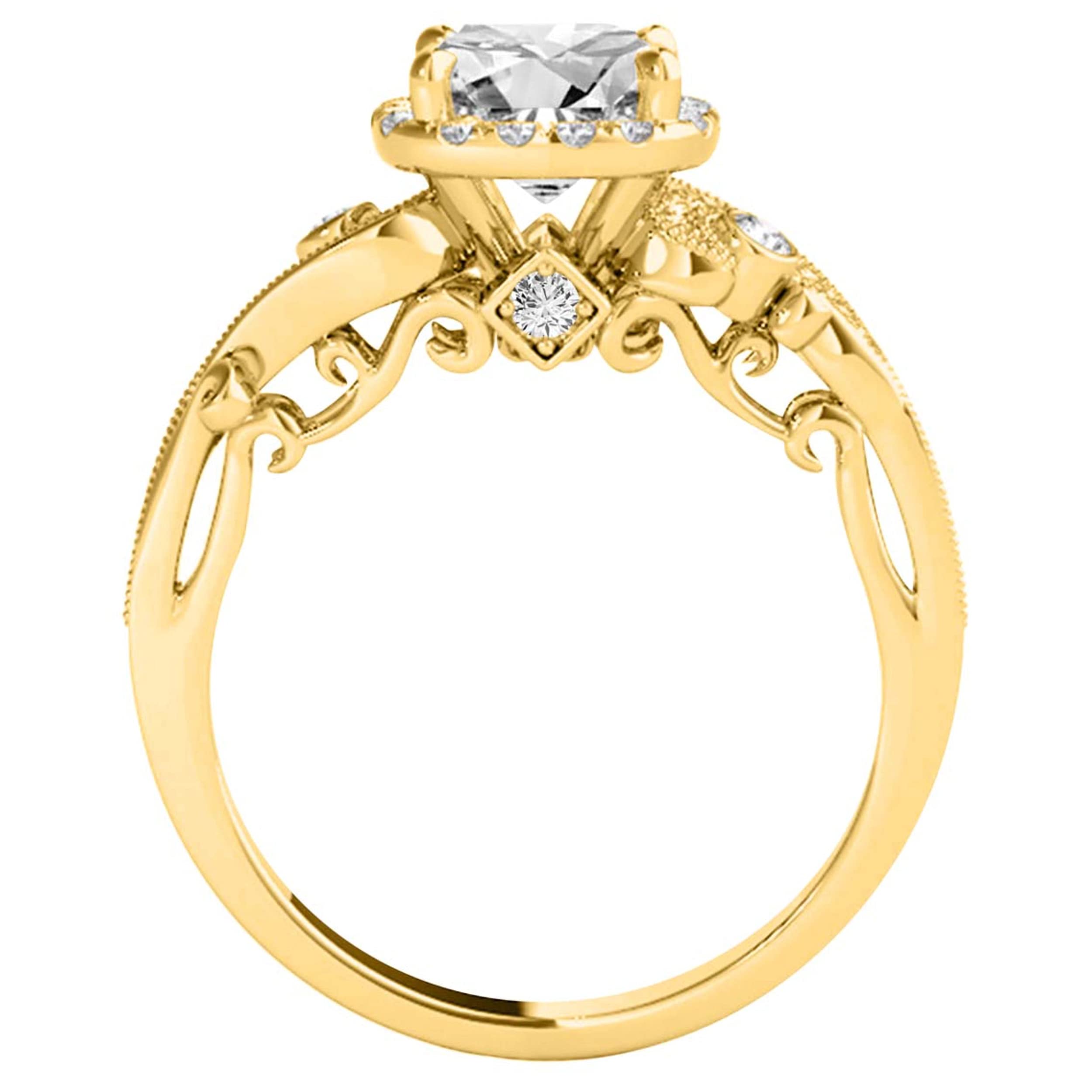 AoneJewelry Diamond Engagement Ring For Women 1 Carat Round Shape White Diamond Prong Setting 43 Stones Engagement Aniversary Ring In 18K Solid Rose, White & Yellow Gold Collection