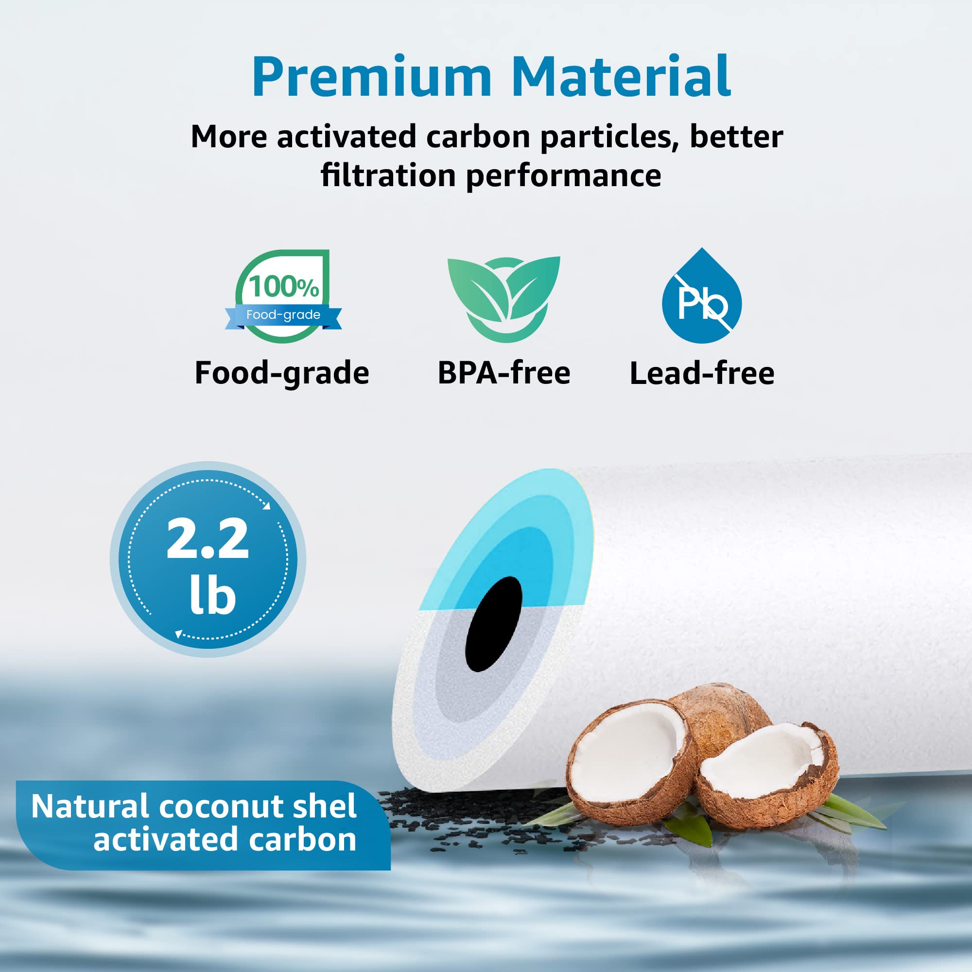 AQUACREST FXHTC 5 Micron 10" x 4.5" Whole House Water Filter, Replacement for GE FXHTC, GXWH40L, American Plumber W10-PR, W10-BC, Culligan RFC-BBSA, GXWH35F, W50PEHD, Pentek R50-BB, Pack of 2