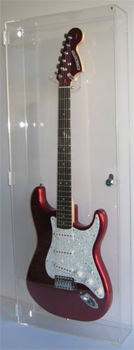 DisplayGifts Electric Guitar Display Case Rack Hanger Holder Wall Mount Cabinet Lockable 98%UV Protection
