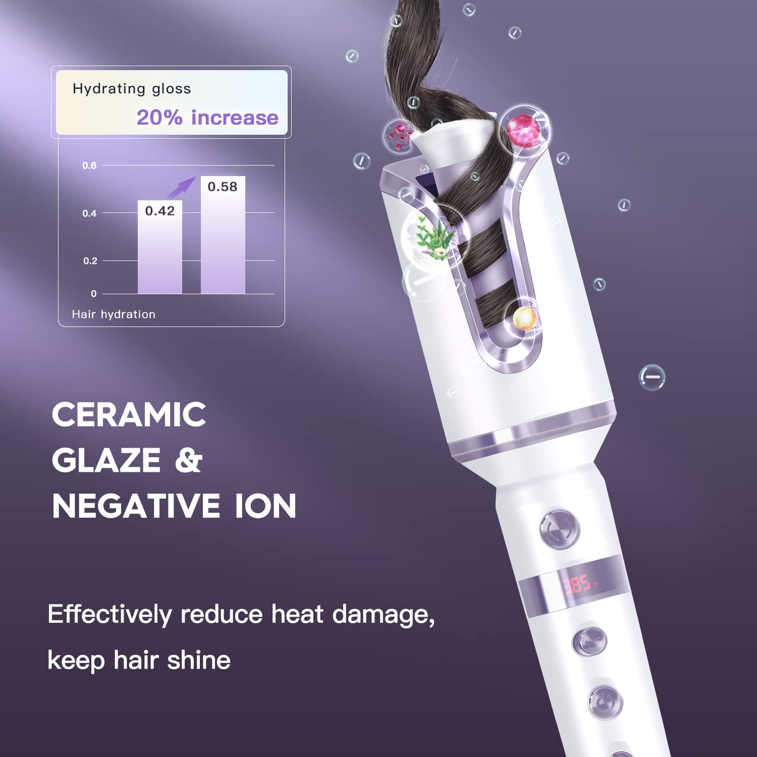 Auto Hair Curler, Automatic Curling Iron Wand with 1" Large Rotating Barrel & 6 Temps & 3 Timer Settings, Curling Iron with Dual Voltage, Auto Shut-Off, Fast Heating Spin Iron for Hair Styling