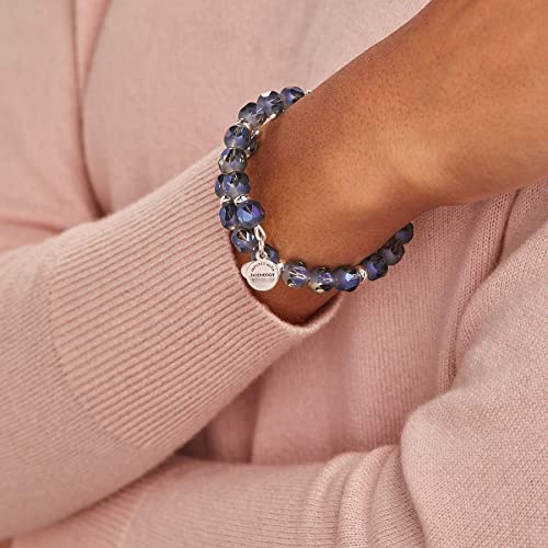 Alex and Ani Beaded Wrap Bracelet for Women, Nova Ocean Blue Beads, Flexible Wire, Shiny Silver Finish, Fits Most Wrists