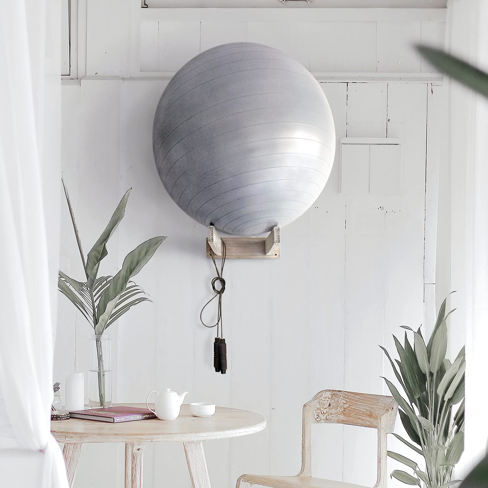 Authumberdale Wood Yoga Ball Holder, Basketball/Exercise/Stability Ball Storage Rack Wall Mounted