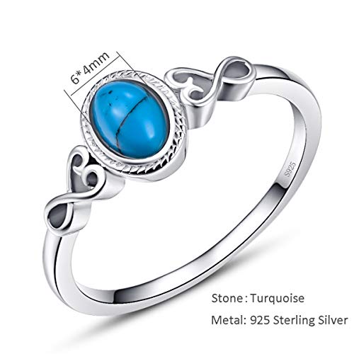 AVECON Created Turquoise Infinity Ring Engagement Wedding Bands 925 Sterling Silver Promise Rings for Her Size 9