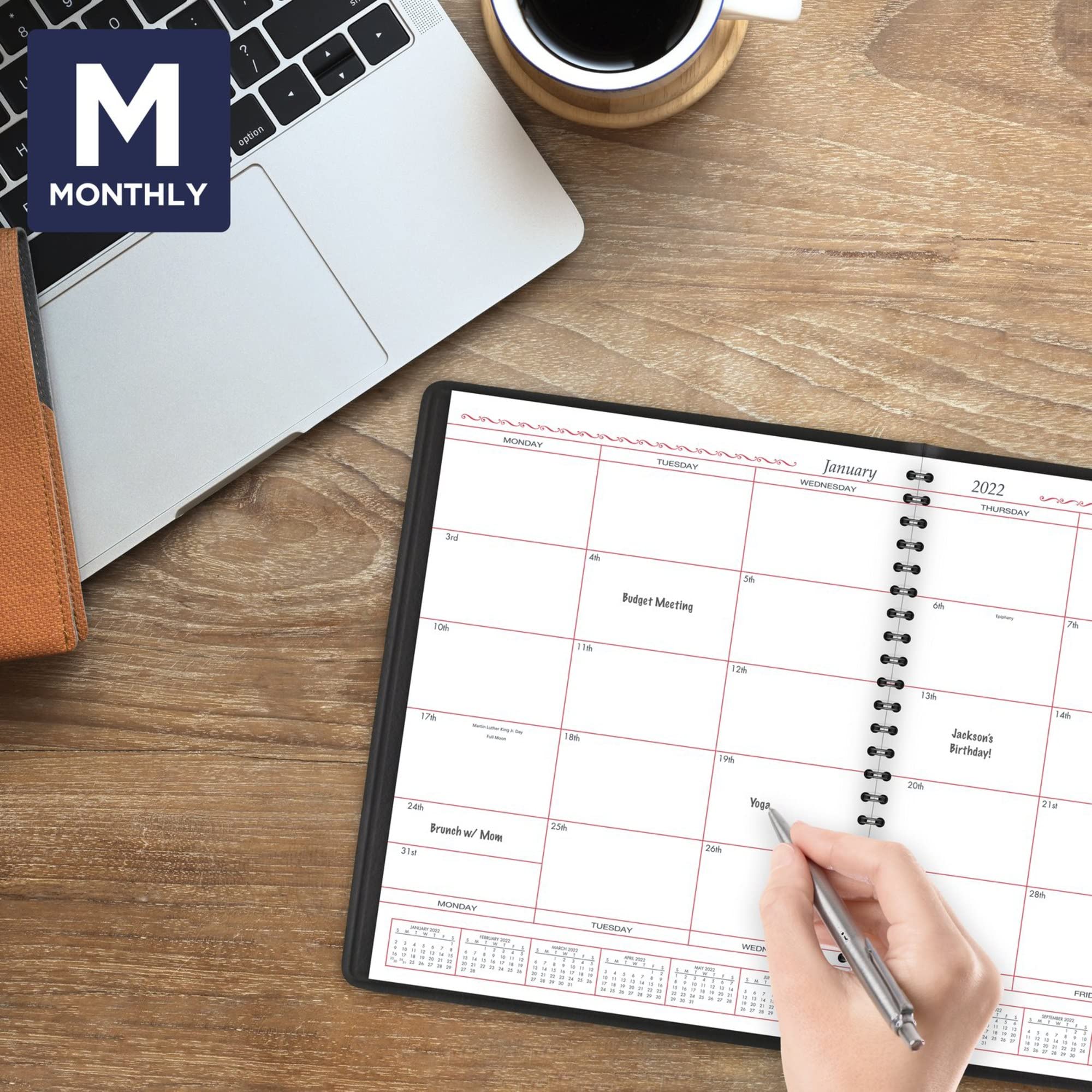 AT-A-GLANCE 2022 Monthly Planner by AT-A-GLANCE, 9" x 11", Large, 15 Months, Fashion Color, Red (7025013)