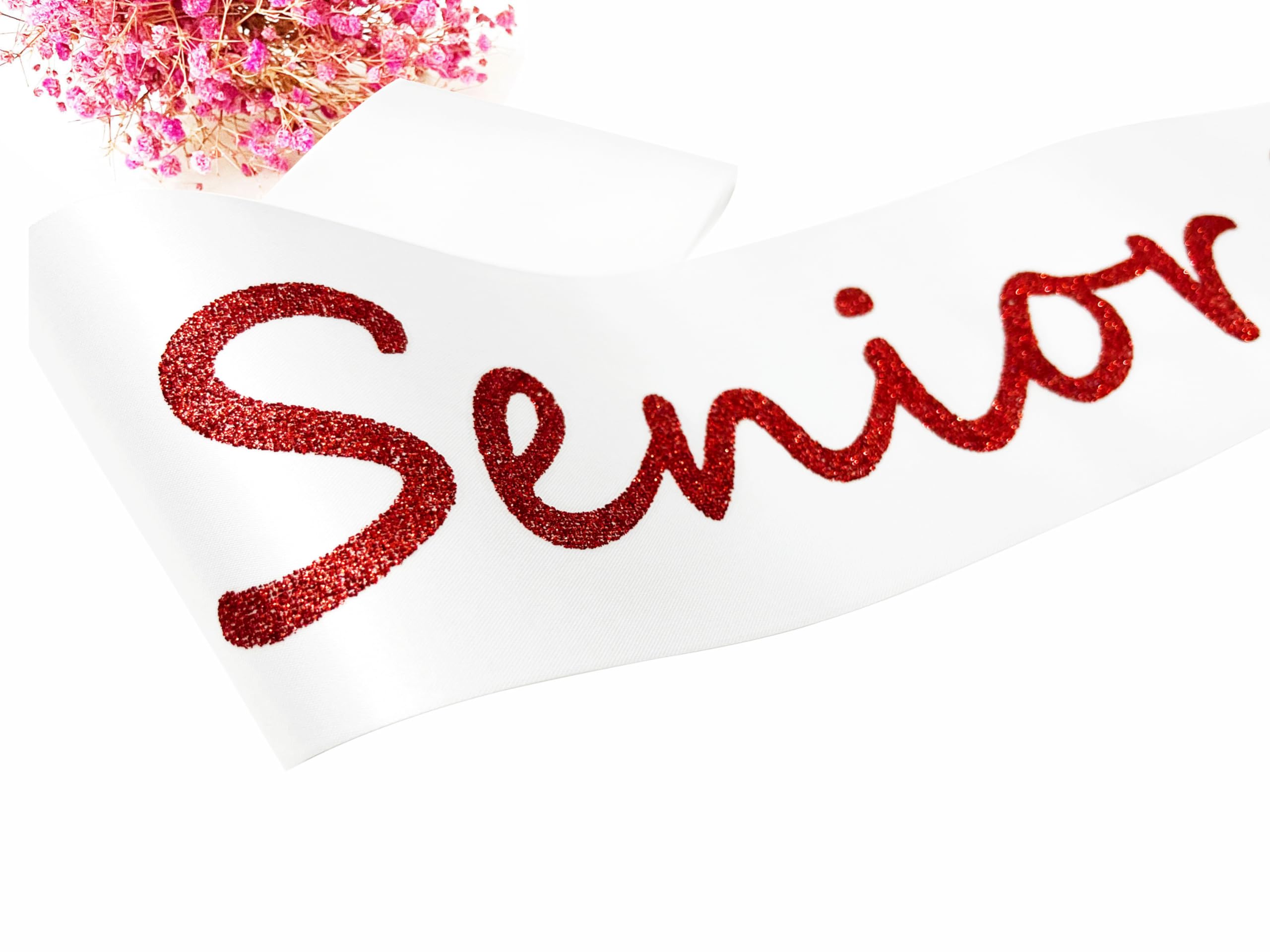 Ashaqshnglee Senior Sash 2025, 6 Pack White Senior 2025 Satin Sashes with Red Glitter Letters Graduation Sash Finally Graduated Senior Cheer Sash Party Supplies