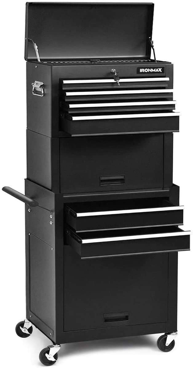 ARLIME 6-Drawer Rolling Tool Chest, Tool Storage Cabinet W/ Sliding Drawers, Detachable Top Box & Locking System, Removable Toolbox Organizer for Garage & Warehouse (Black)