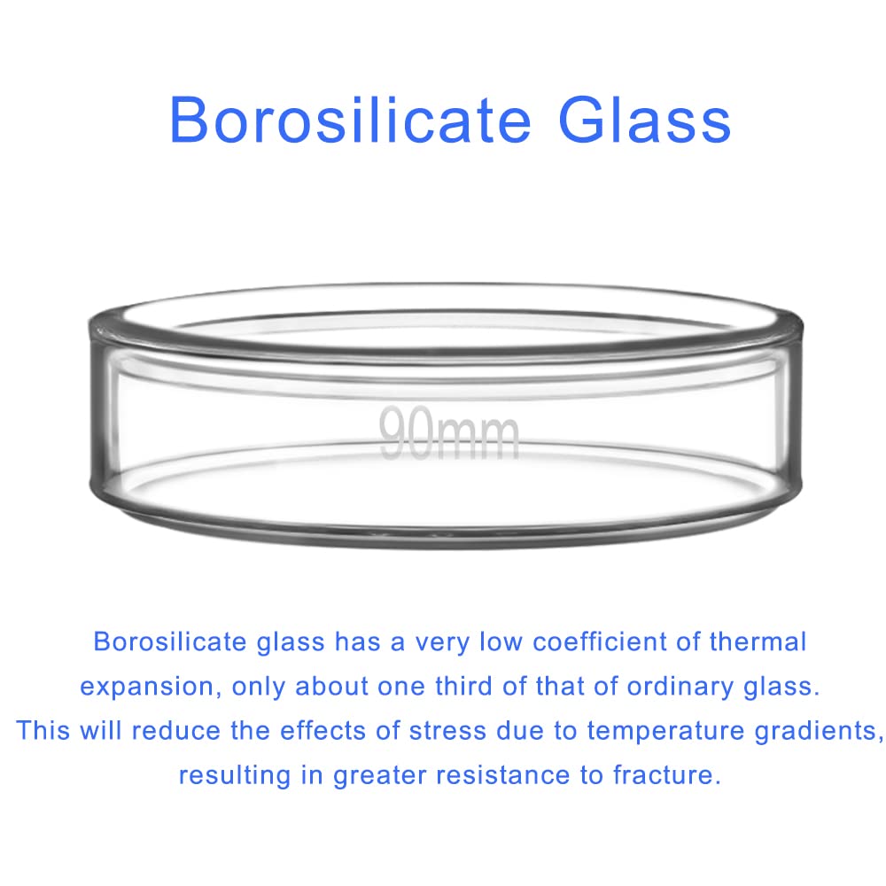Autoclavable Borosilicate Glass Autoclavable Petri Culture Dishes 90x20mm with Clear Lid for Laboratory(10-Pack)