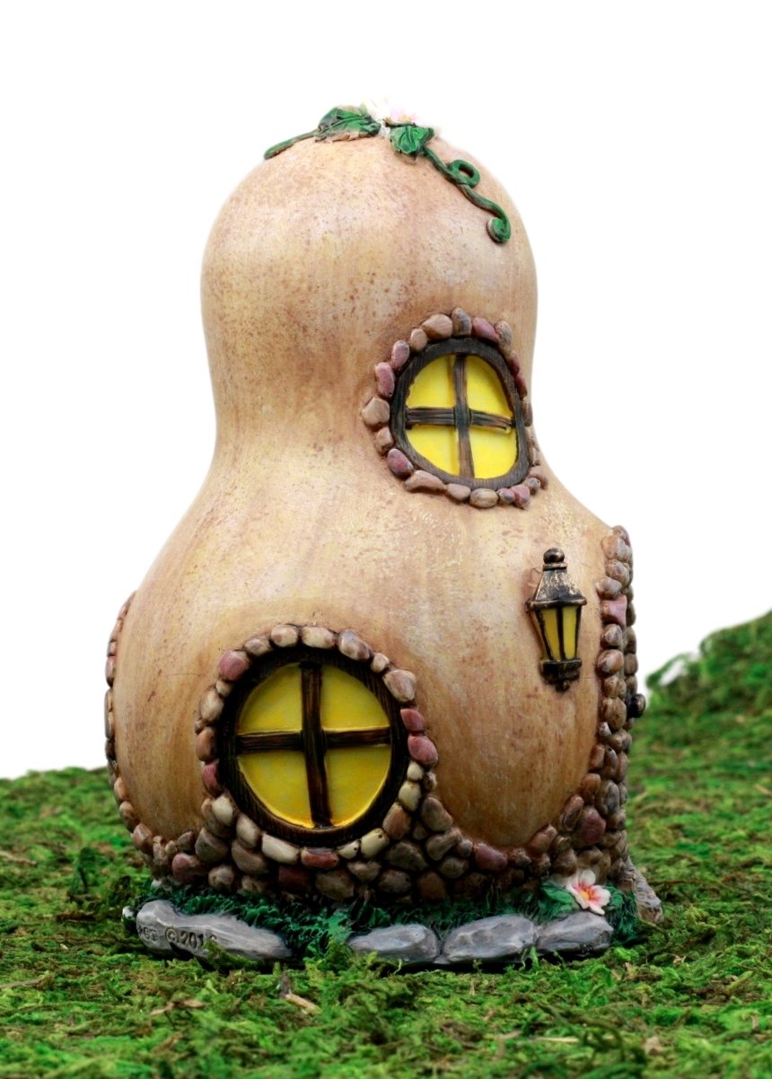 Ebros Gift Enchanted Fairy Garden Miniature Halloween Gourd Cottage House Figurine 6.25" H Do It Yourself Ideas for Your Home
