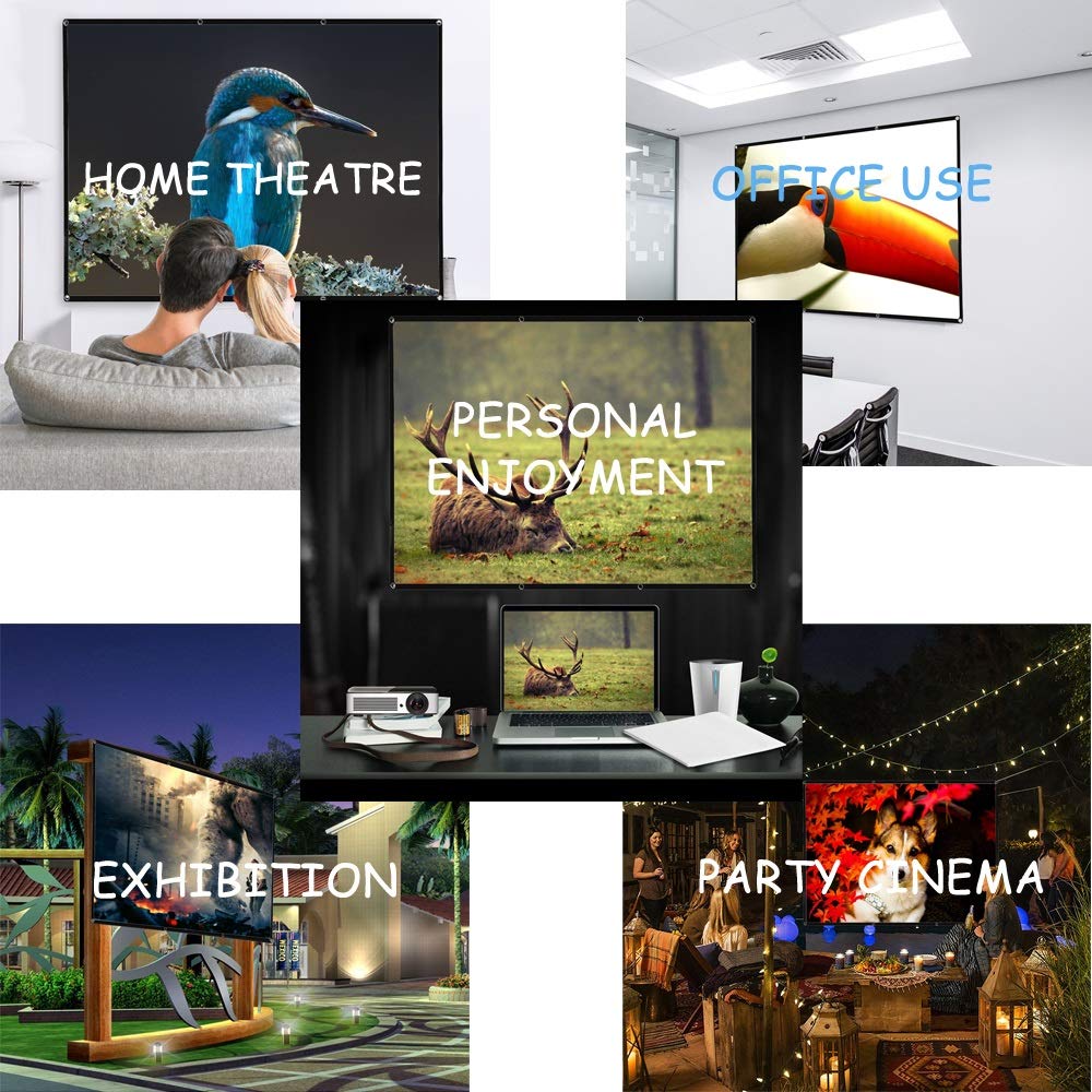 APAINI 120 INCH Projector Screen 4:3 Foldable Home Theater White Portable 3D Home Theater Wall Mounted