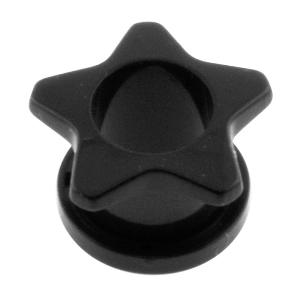 AtoZ Piercing 2 Gauge (6MM) Black Acrylic Star Flesh Tunnel - Sold by Piece