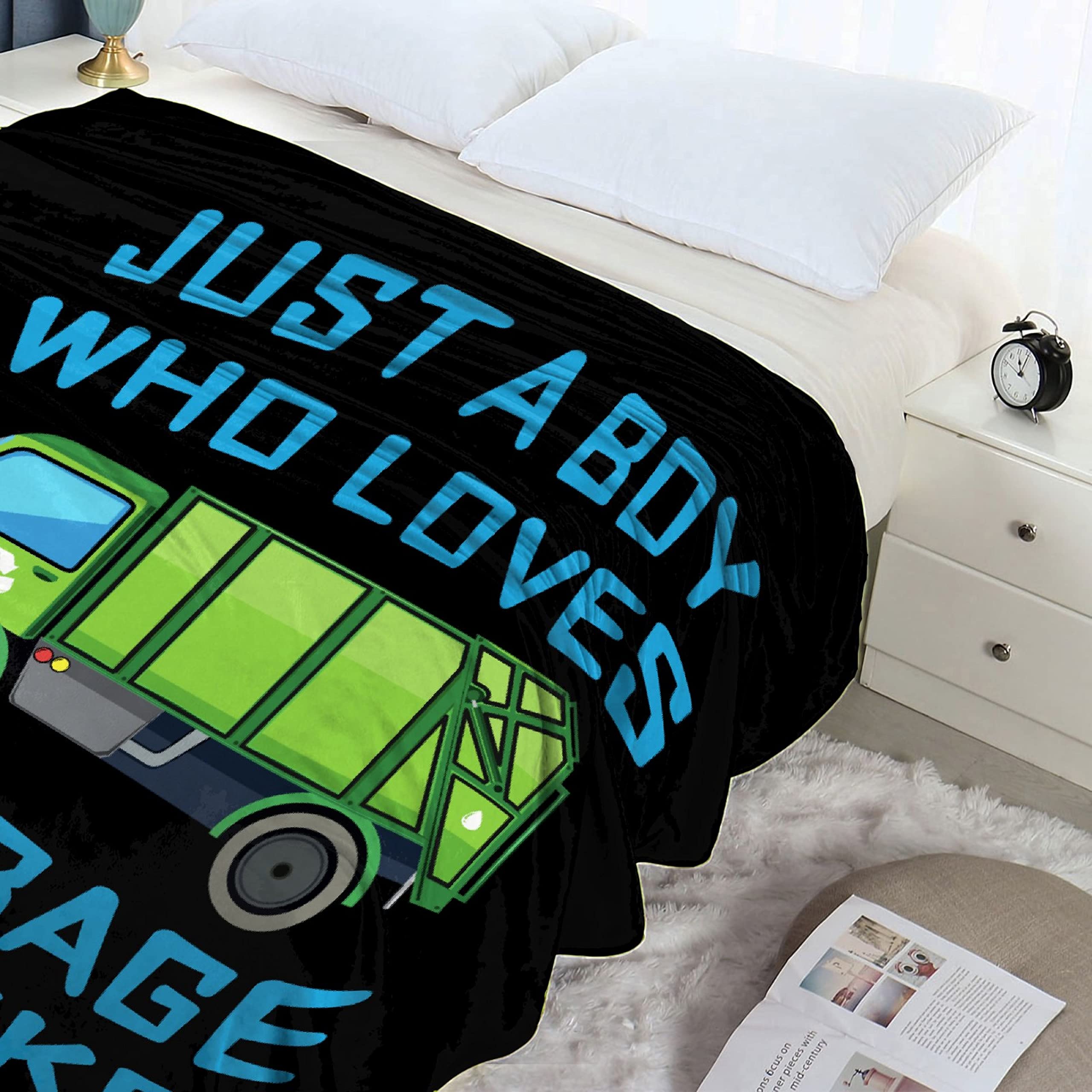 Boy Who Loves Garbage Trucks Blanket Soft Blankets and Throws Flannel Cozy Lightweight Quilt Gift Perfect for Bed Sofa Couch-50 x40 Small for Kids