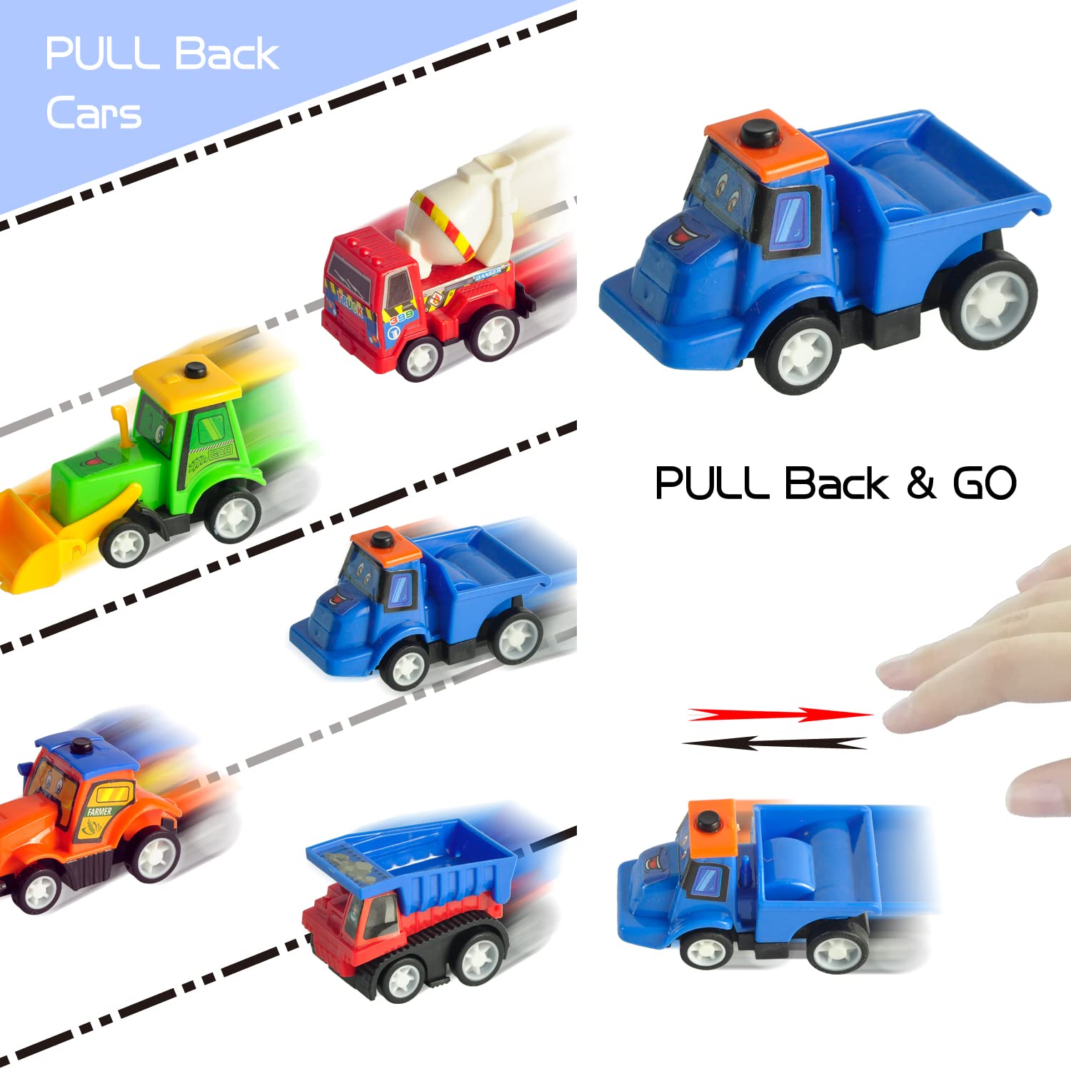 JOYIN 24 Pcs Prefilled Easter Eggs 3.2'' with Toy Cars, Pull Back Construction Vehicles and Mini Truck Toy Kit Set for Kids Boys Easter Theme Party Favor, Easter Eggs Hunt and Basket Stuffers Filler