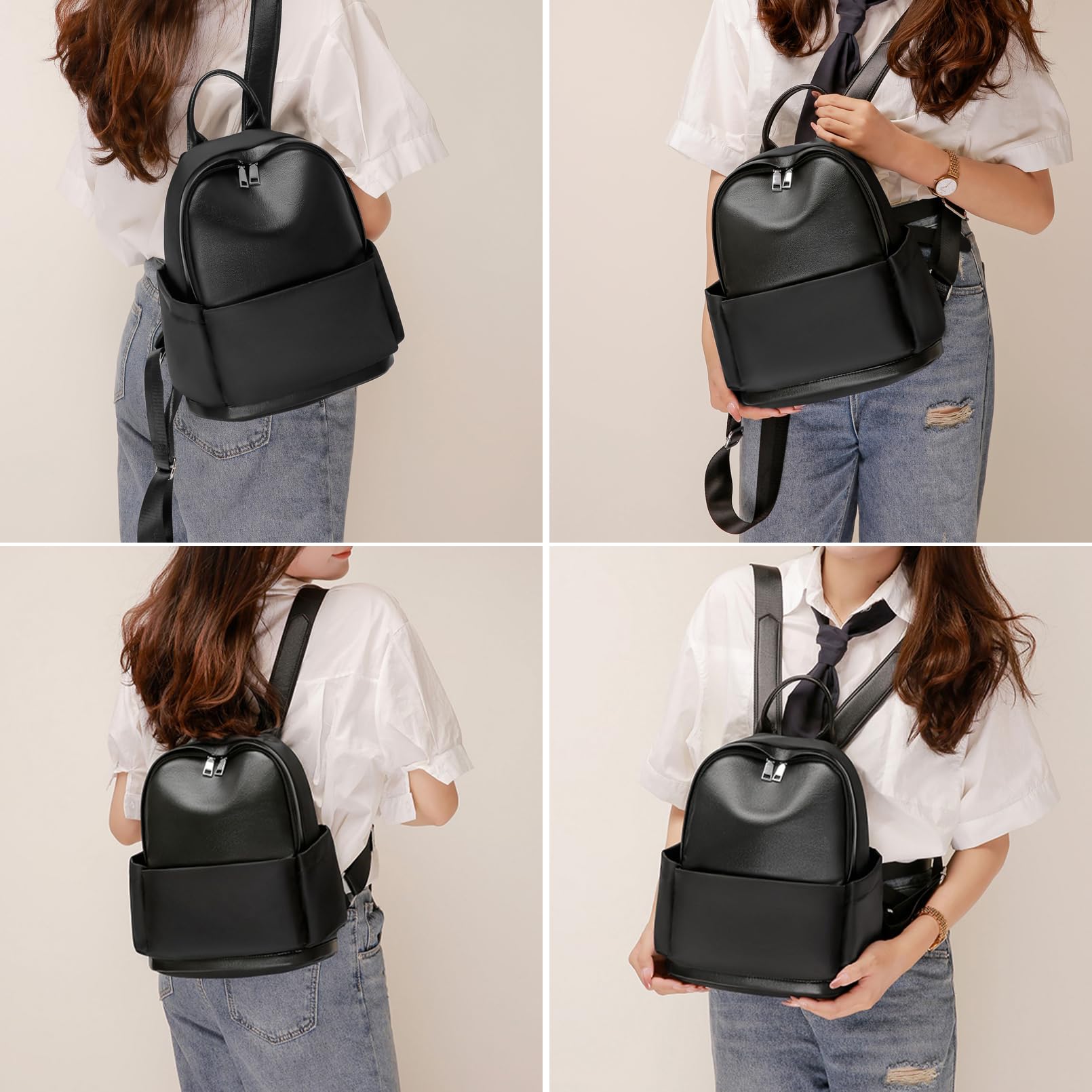 AuSion Leather Backpack Purse for Women Laptop Backpacks Travel Crossbody Bag