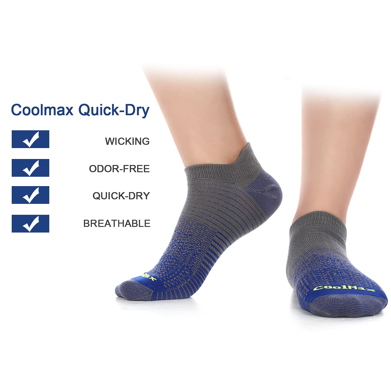 Andake Running Socks Low Cut Sports Socks Coolmax Socks No Show Cushion Socks Athletic Socks For Men Women