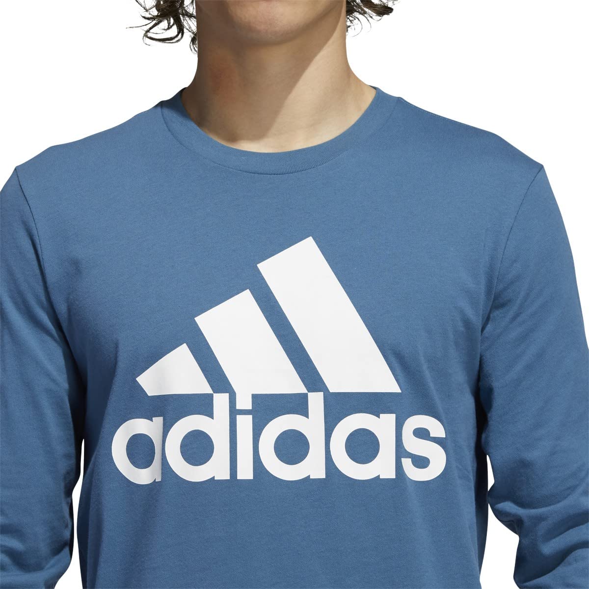 adidas Men's Basic Badge of Sport Long Sleeve Tee, Blue, X-Large