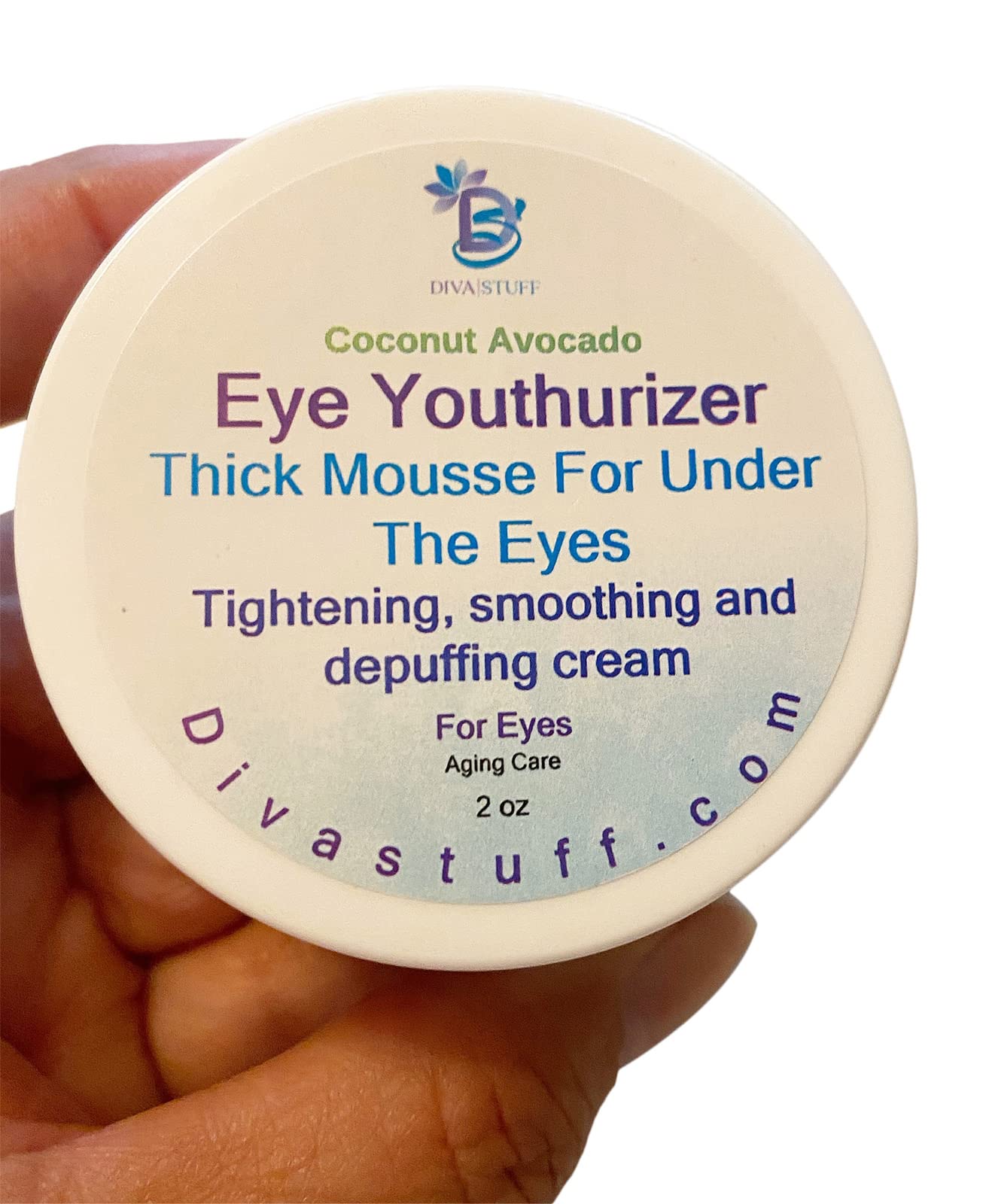 Diva Stuff Coconut and Avocado Eye Youthurizer, Thick Melt Mousse For Under The Eyes, Tightens, Lifts, Smooths and Depuffs, 2 oz