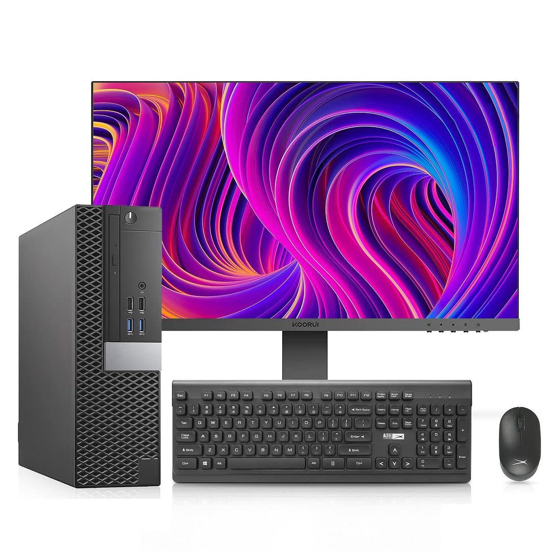 ALXANDE Desktop Computers with 22 inch Monitor PC Bundle,16GB Ram 256GB M.2 NVMe SSD,AC8260 Built-in WiFi Bluetooth, i5-6500 3.2GHz,HDMI, Windows 10 Pro,Altec Wireless Keyboard Mouse (Renewed)