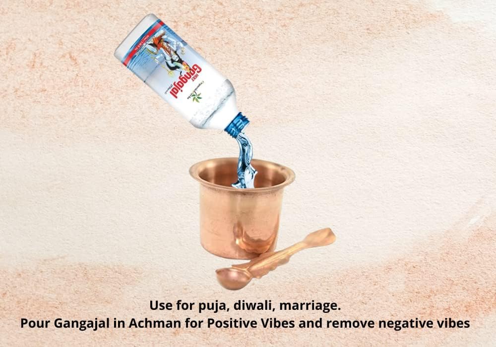 BUYERS POINT Hindu Pooja Lota and Spoon (Achman) Set - Handmade Pure Copper Cup - 2.3"" x 2"" Inches Approx, SAC700