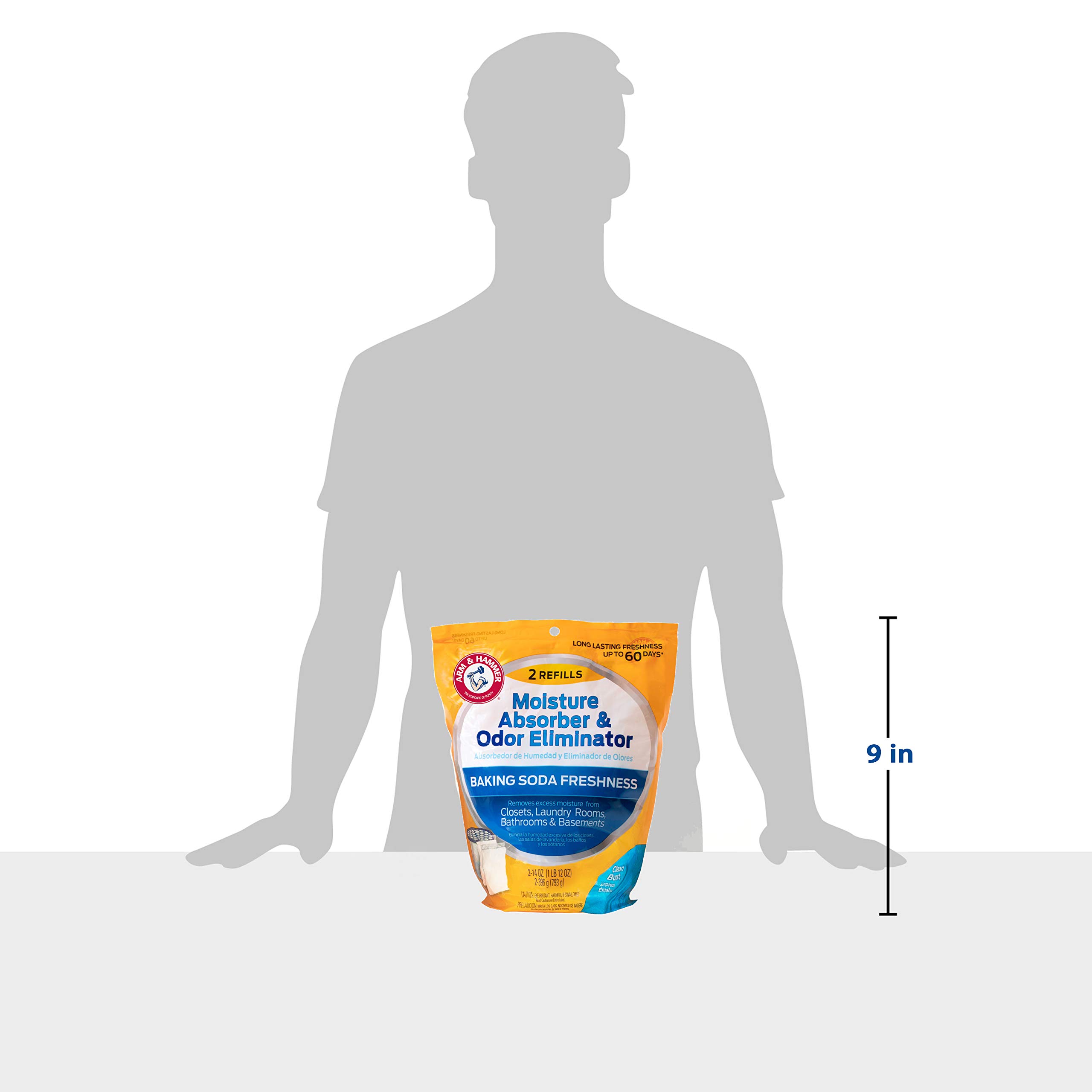 Arm & Hammer Clean Burst Moisture Absorber and Odor Eliminator Refill, 14 Ounce (Pack of 2), White, 28 Ounce