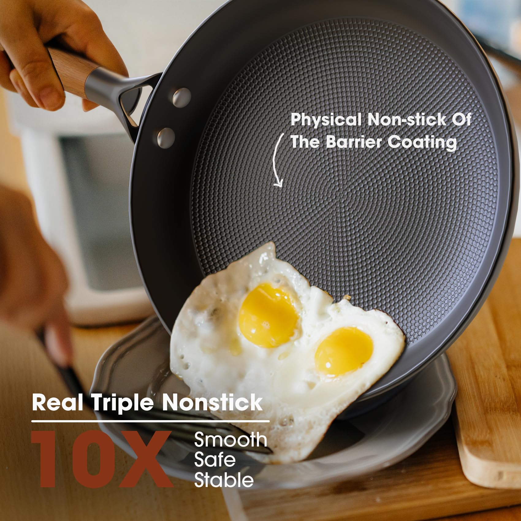 imarku Non Stick Frying Pans - 8 inch & 10 inch Frying Pan Nonstick Set, Honeycomb Lock Oil Cast Iron Skillets, Dishwasher Safe, Induction Compatible, Stay-cool Handle Pans, Christmas Gifts