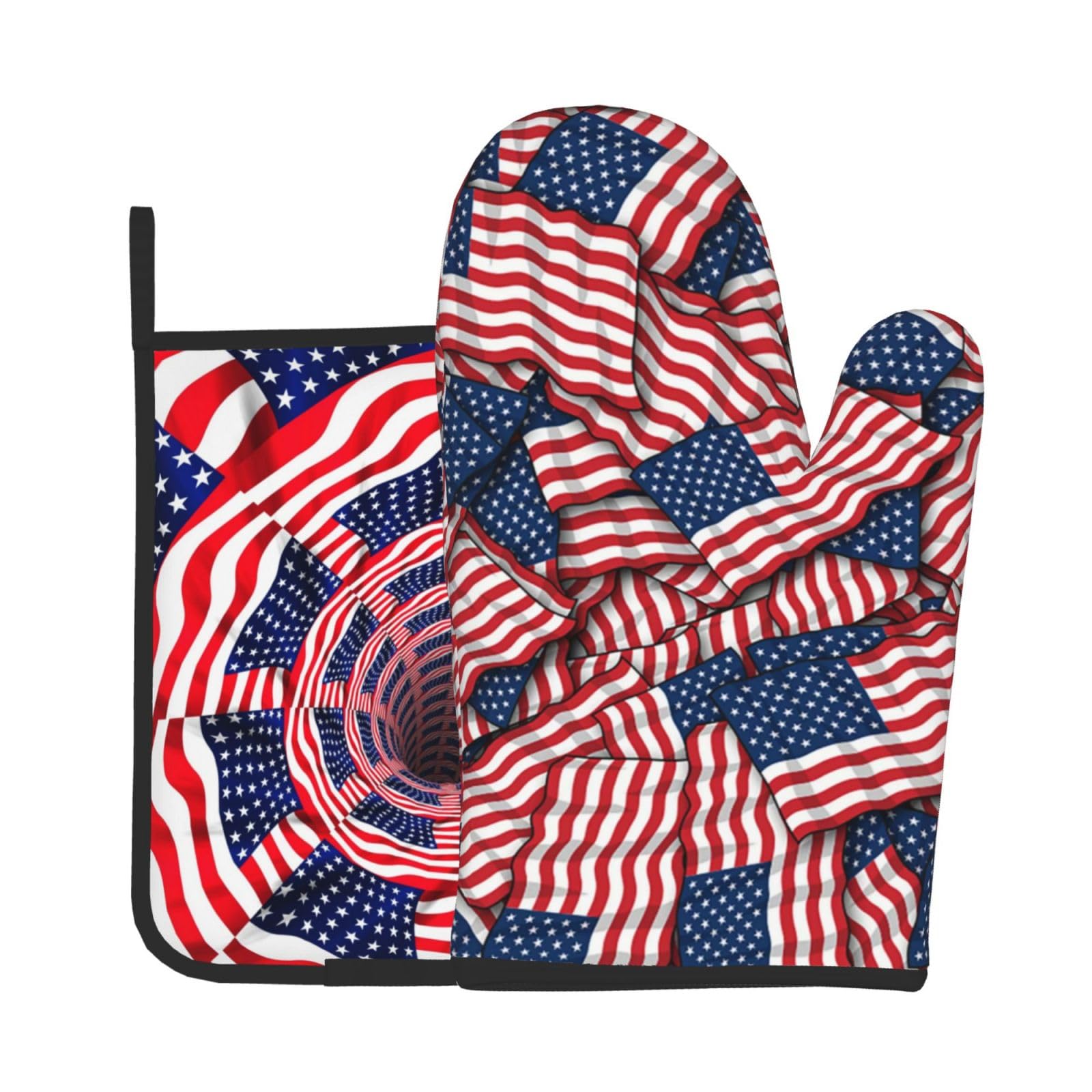 American Flag Oven Mitts and Pot Holders, Patriot Durable Insulated Kitchen Decor Accessories