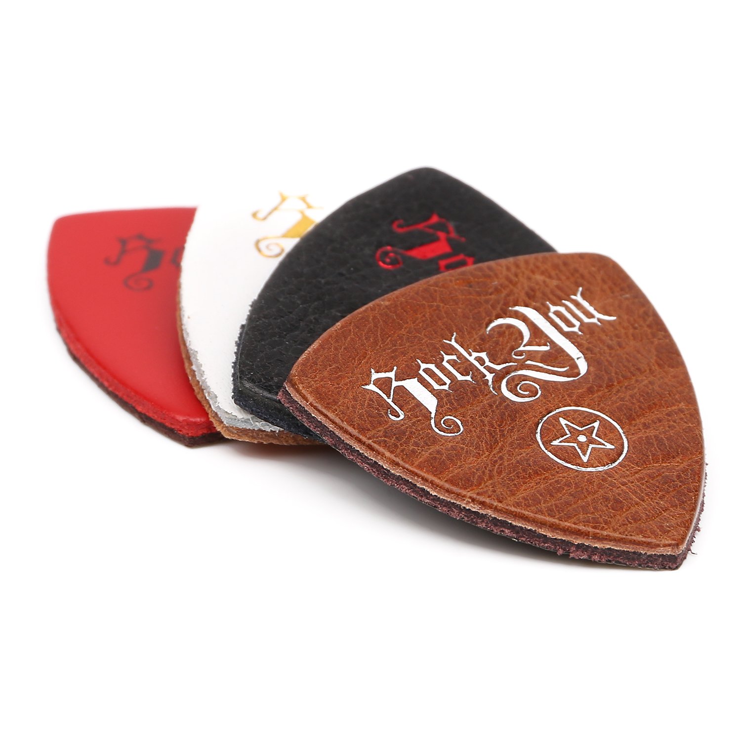 Anwenk Ukulele Picks Leather Ukulele Bass Picks Soft Genuine Leather Top Grade Multi-Color,4 Pack
