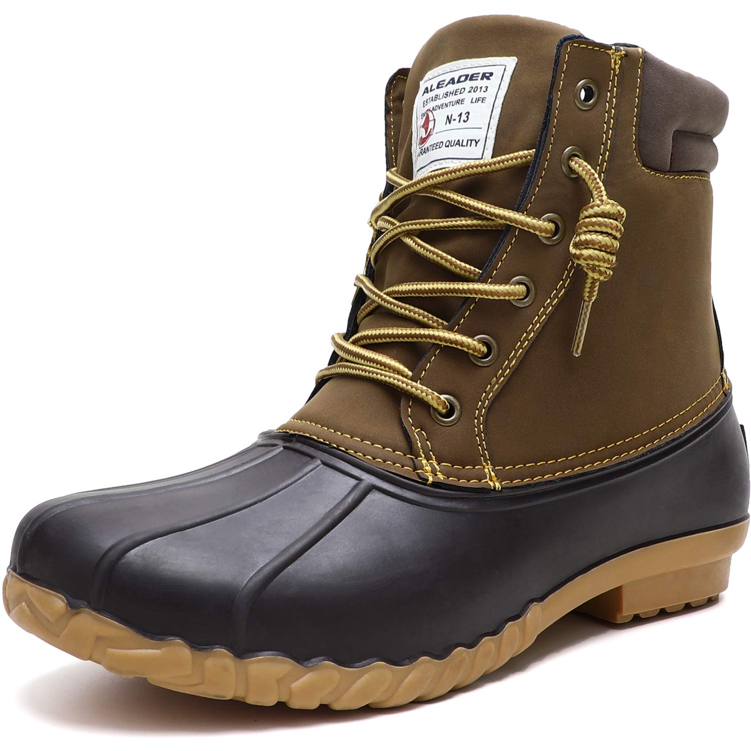 ALEADER Duck Boots Men Insulated Waterproof Winter Boots Cold Weather Snow Boots Tan 10 US