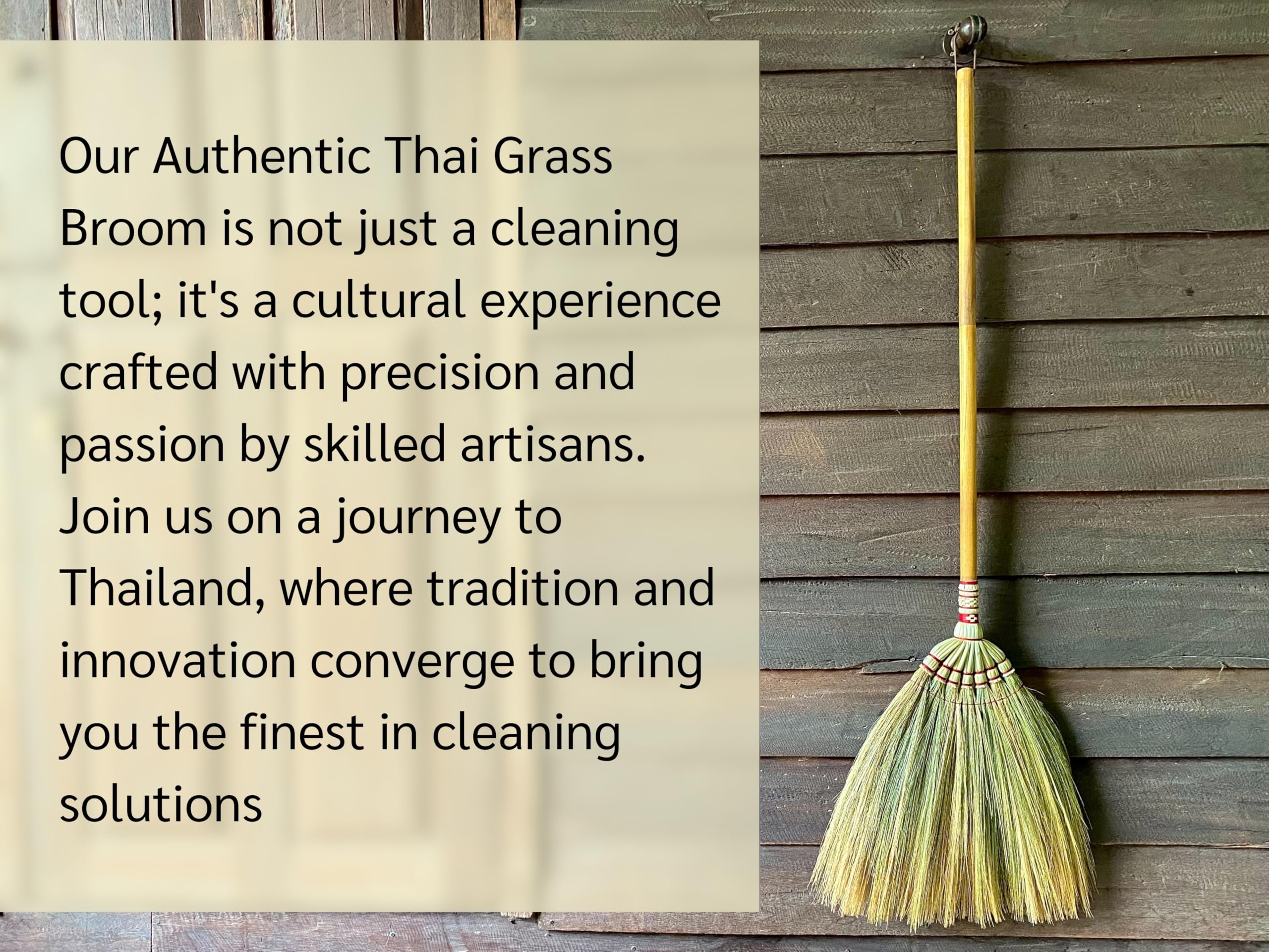 Asian Broom 46 inch - Straw Soft Broom - Long Handle Broomstick for Cleaning, Decoration, Wedding-Natural Whisk Broom for House, Garage, Office,Kitchen - Indoor Grass Broom
