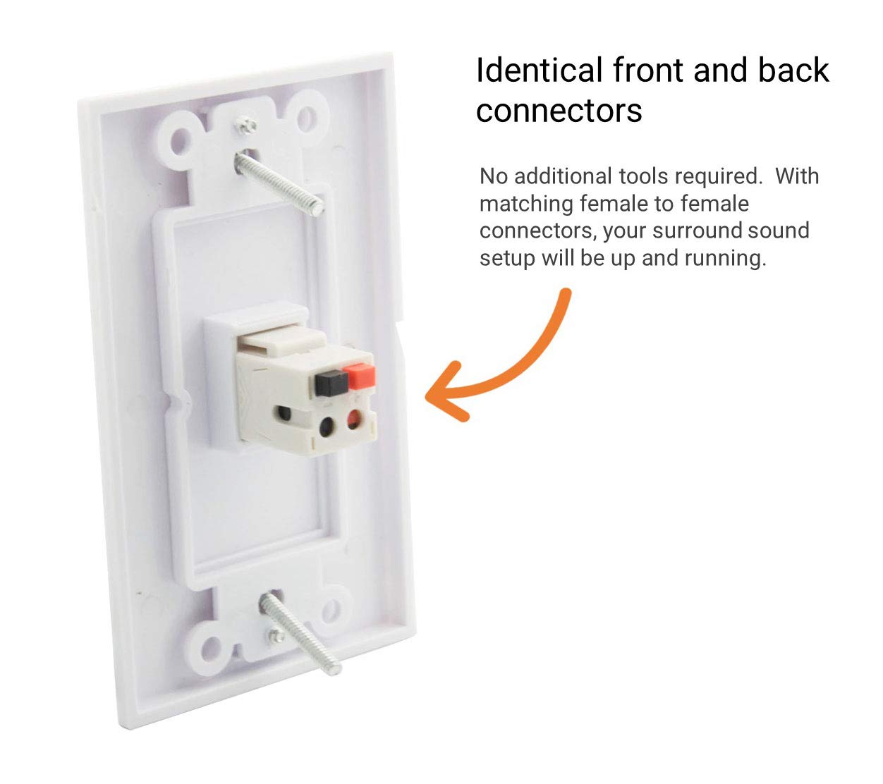 DIYTECH Speaker Keystone Jack – Spring Loaded Speaker Jack for Keystone Wall Plate, Female to Female, for Home Theater Wall Plates - White (8 Pack)