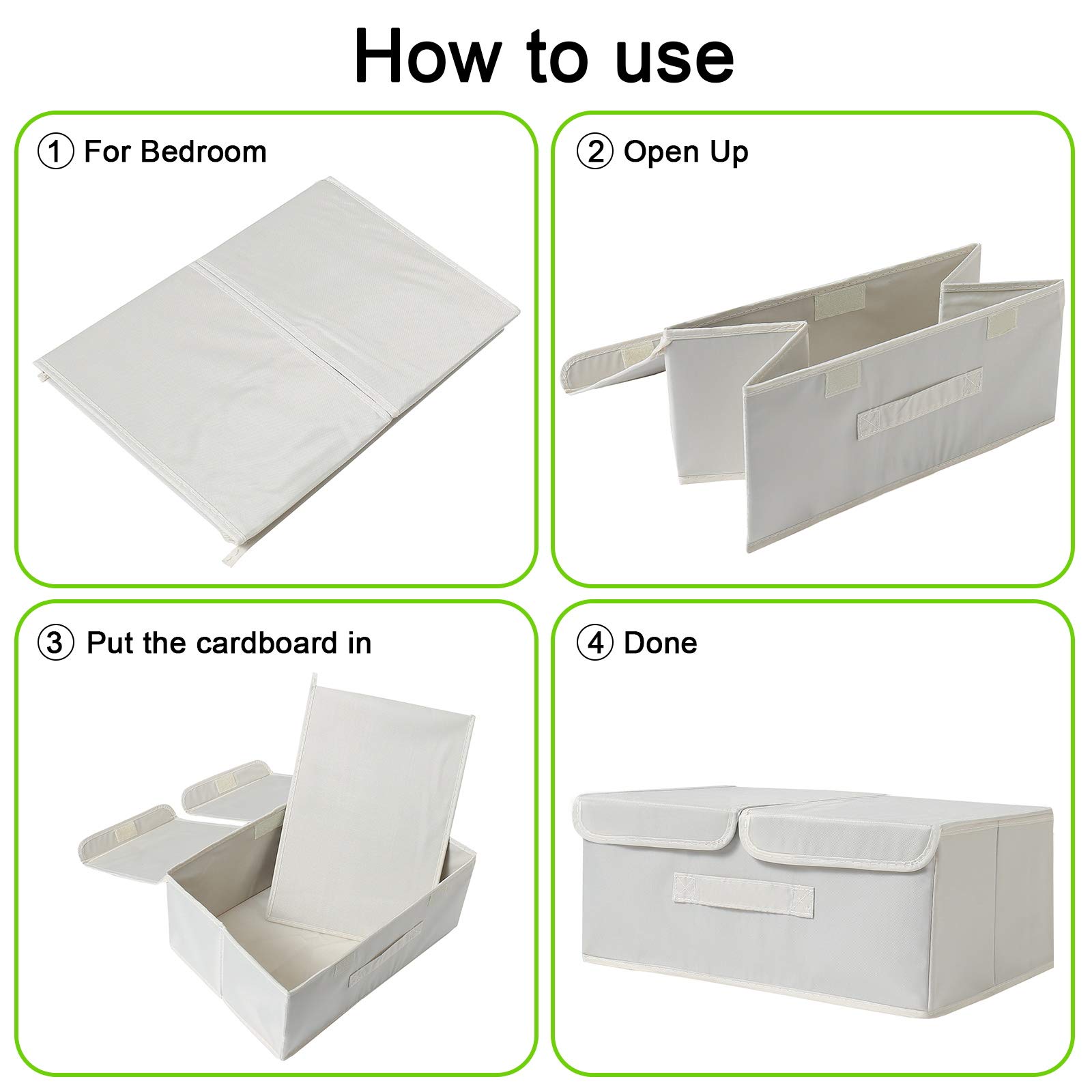 Large Foldable Storage Boxes with Lids Fabric, Large Toy Box, Lidded Storage Bins with Handles for Clothes, 40L Organiser Bathroom Storage Baskets for Clothes Toys Books Bedding or More (Beige 2 Pack)