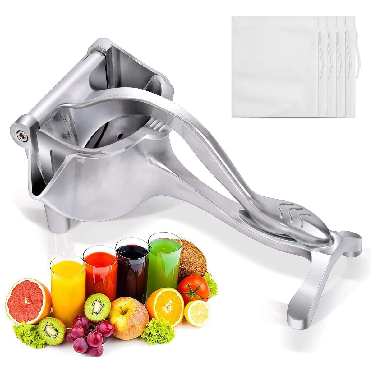 ALEEHAI Lemon Squeezer Citrus Juicer Hand Press Heavy Duty Manual Squeeze, Aluminium Alloy Manual Fruit Juicer Extractor Tool for Pressing Lemons, Oranges, Pomegranates and Limes - Silver