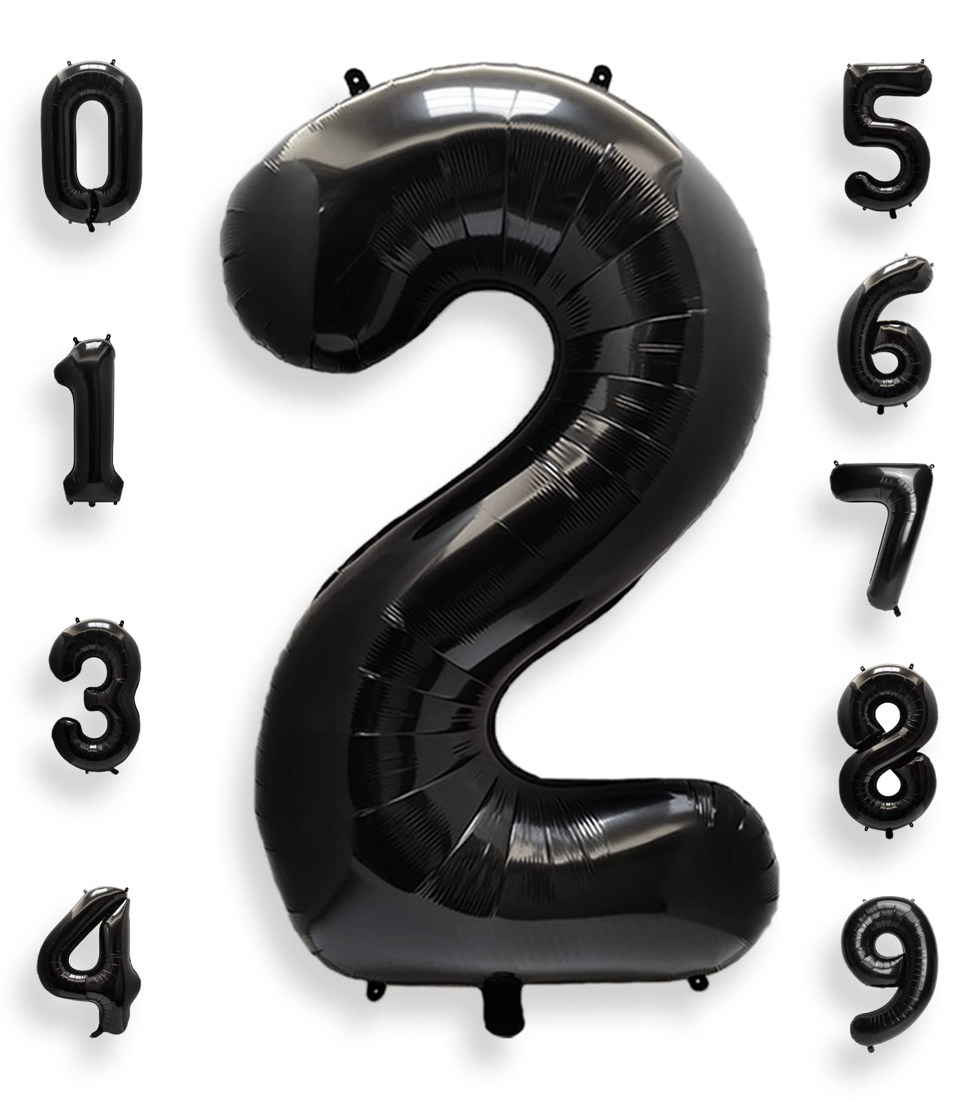 AULE 40 Inch Big Black 2 Balloon Number Large Foil Helium Number Balloons 0-9 Jumbo Giant Happy 2nd Birthday Party Decorations for Boy or Girl Huge Mylar Anniversary Party Supplies