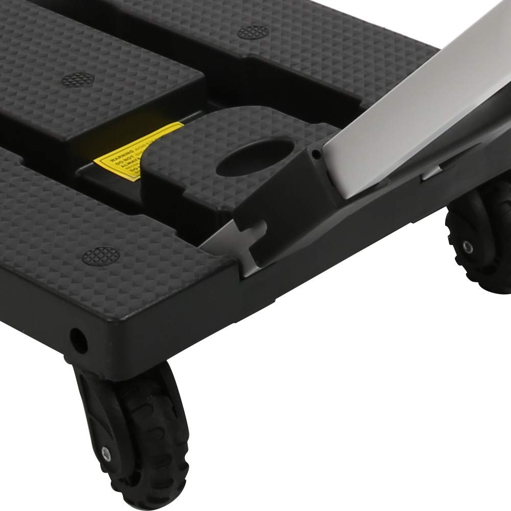Asixxsix Folding Hand Truck, Portable Heavy Duty Luggage Cart with 7 Universal Wheels, Pulling Rod 170 Degree Rotatable Solid Construction Compact Utility Dolly Cart for Travel House Office