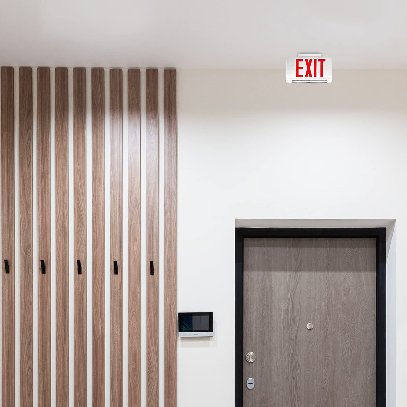 Ciata 2 Pack Ultra Bright Energy-efficient Lighted Exit Signs with Battery Backup, Indoor Led Emergency Exit Sign, Battery Powered Exit Sign, Exit Signs for Business, Led Adjustable Light Pipe Combo