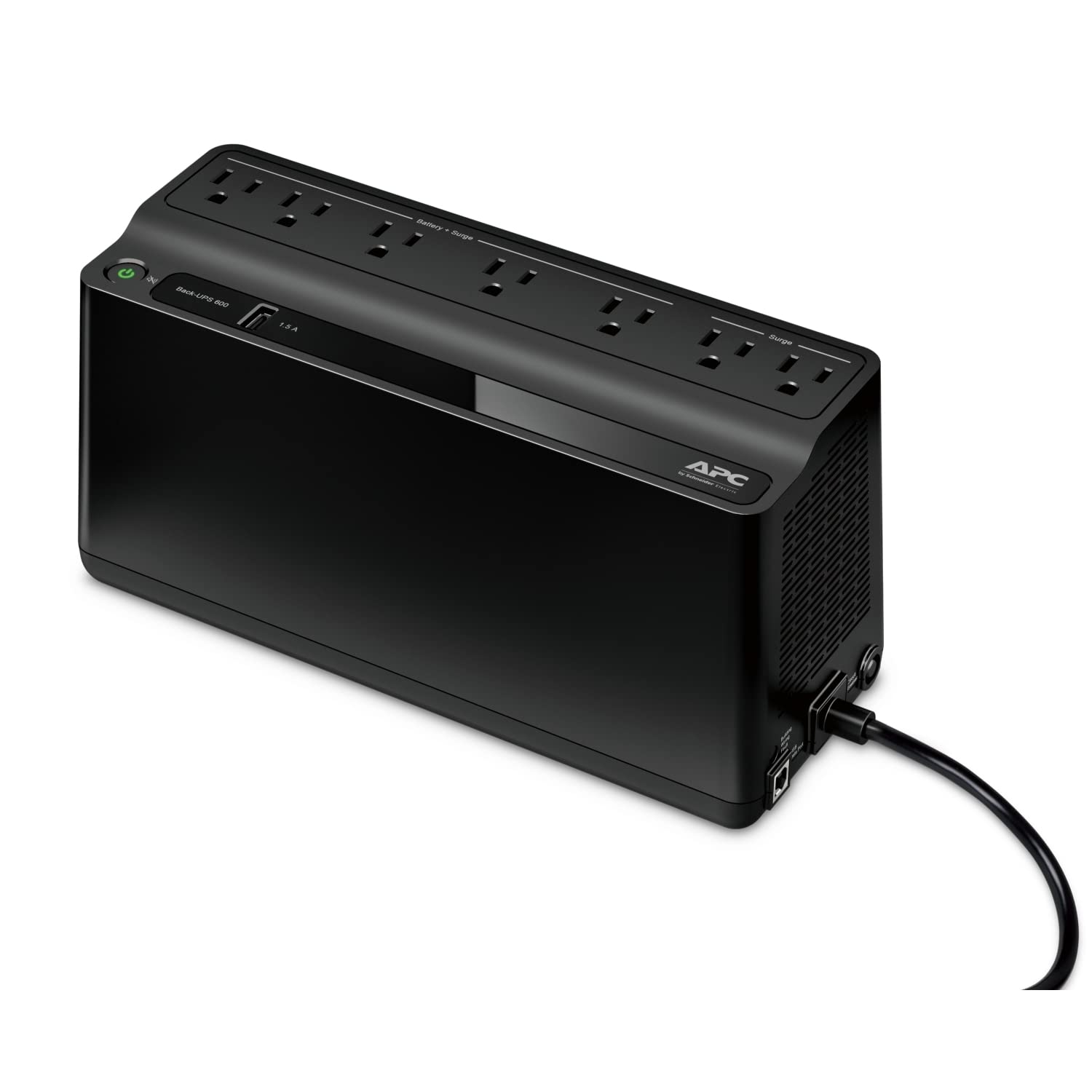 APC 600VA UPS Battery Backup & Surge Protector with USB Charger Port, Backup Battery Power Supply, BE600M1R Back-UPS (Renewed)