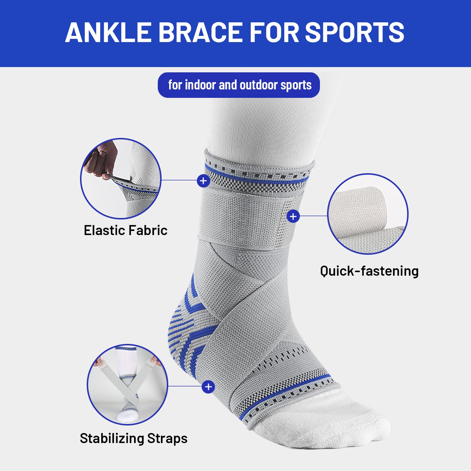 Ankle Brace Adjustable Support Elastic Strap for Basketball Cycling Sport Protection