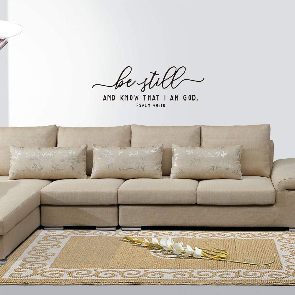 Be Still and Know That I AM GOD - Psalm 46:10 - Bible Verse Wall Decal Scripture Quotes Décor Religious Inspirational Words Art Handwriting Stickers Carved Pure Black Vinyl Separated Letters