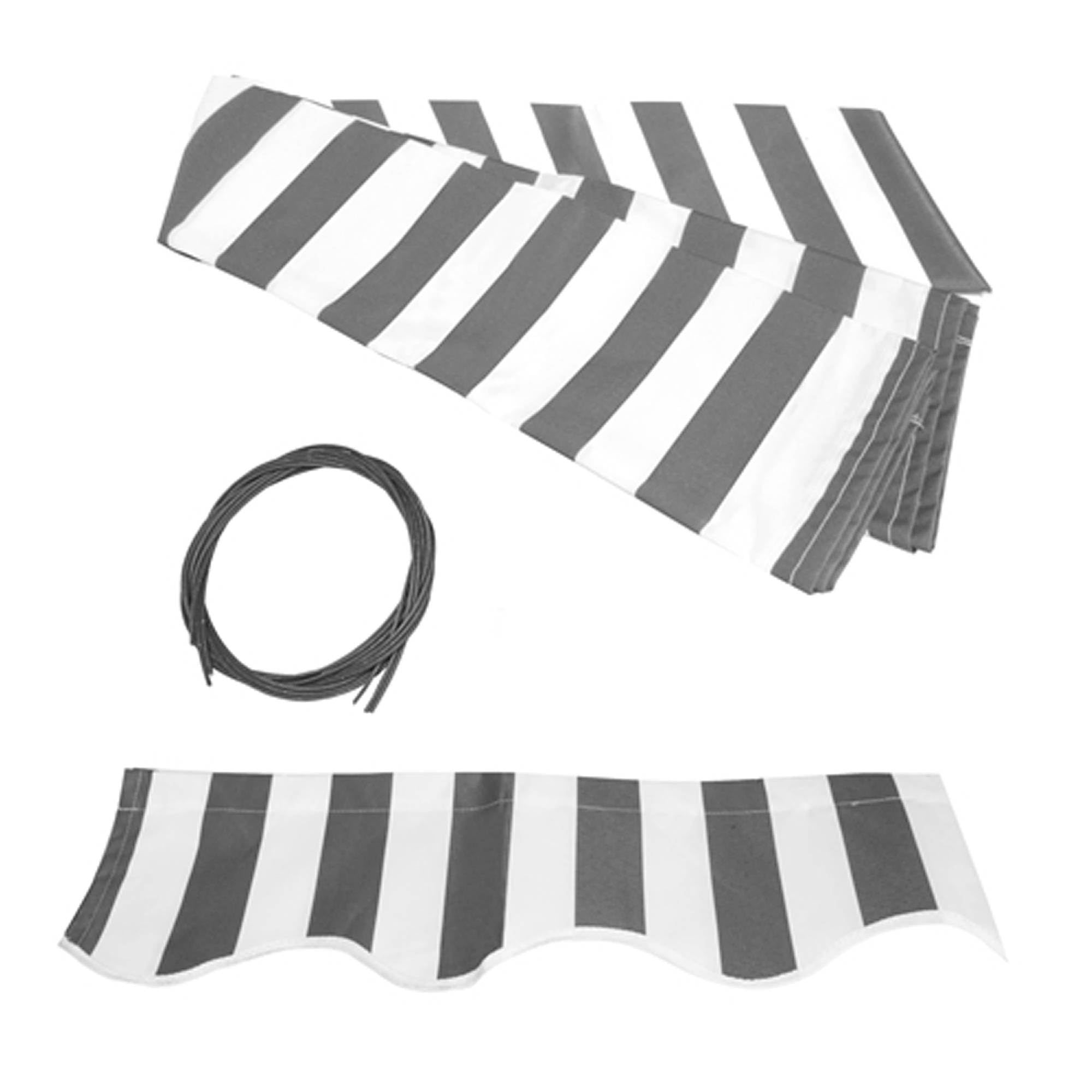 ALEKO Patio Awning Fabric Replacement, Polyester Canopy with UV Protection, Gray/White Stripes, 10x8 Feet